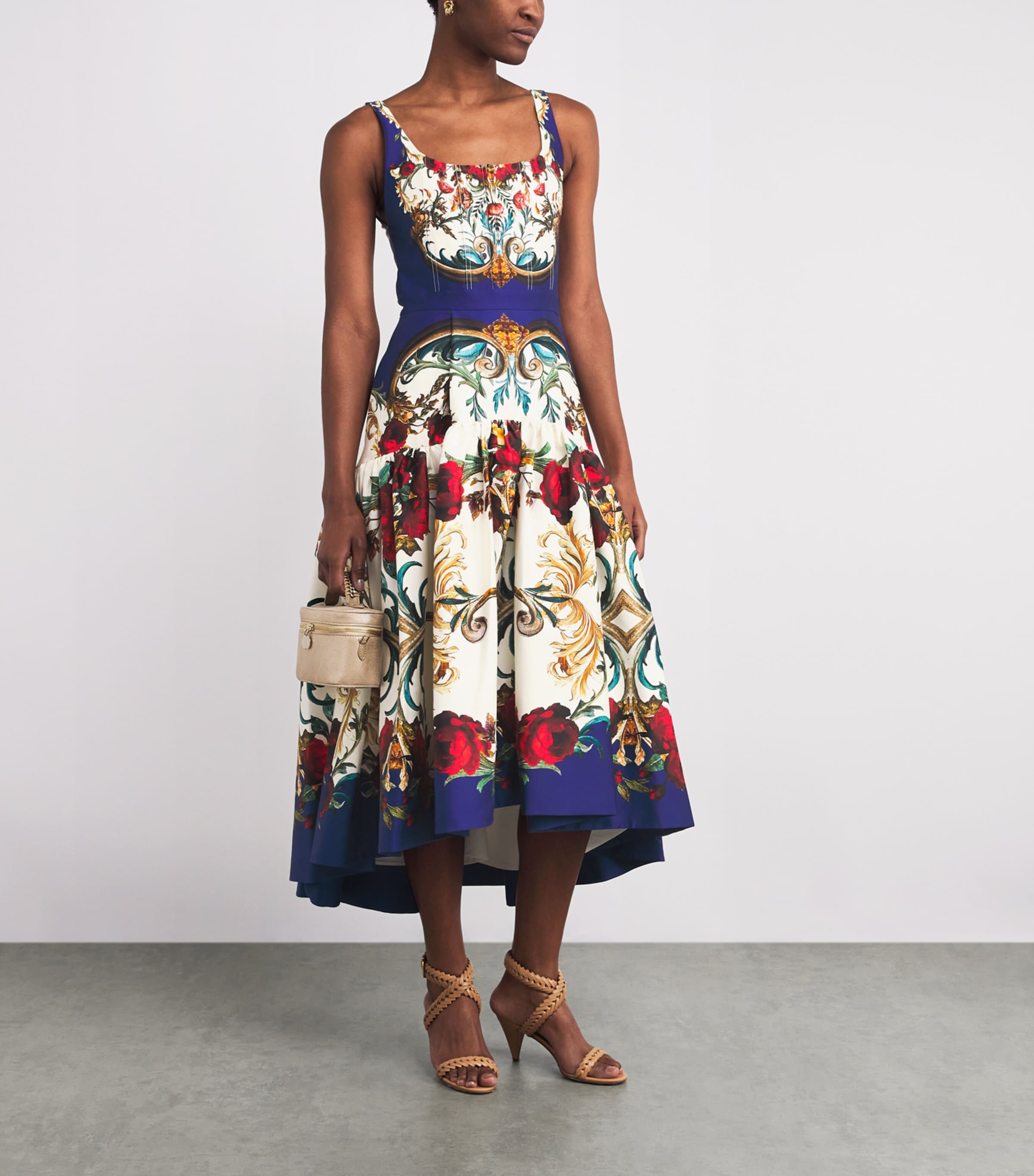 Alice+Olivia Multi Stretch-Cotton Diana Midi Dress | Harrods UK