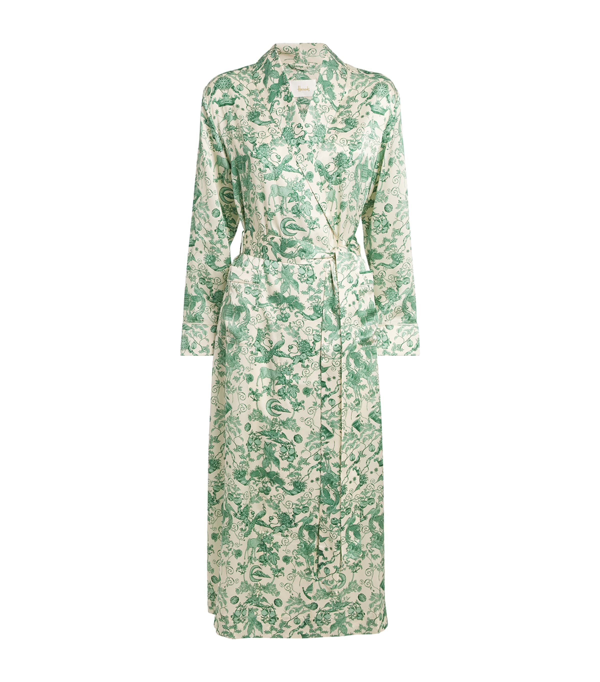 Harrods Green Silk Menagerie Print Robe | Harrods US