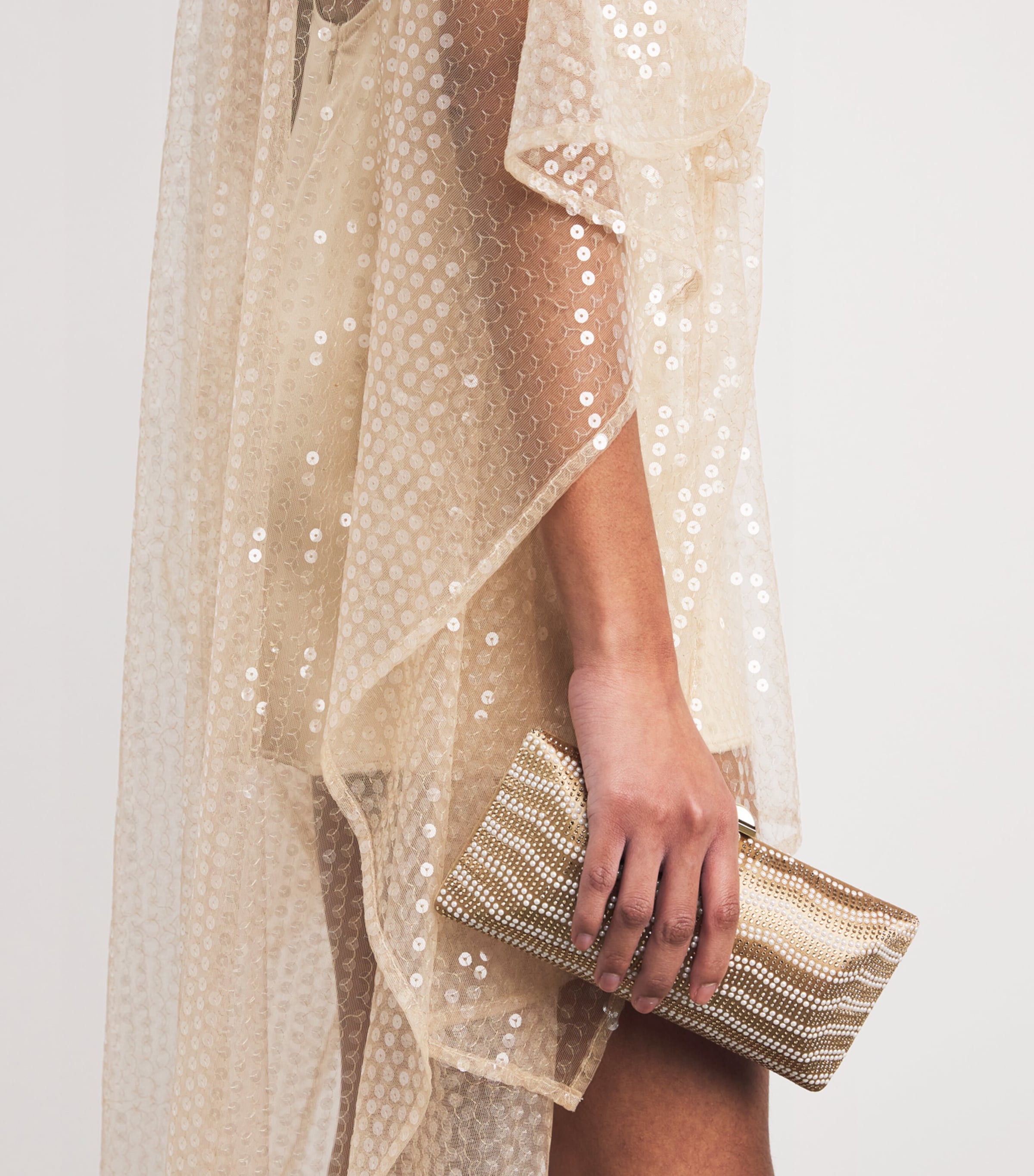Taller Marmo Beige Sequinned Denver Disco Kaftan Mini Dress | Harrods NL