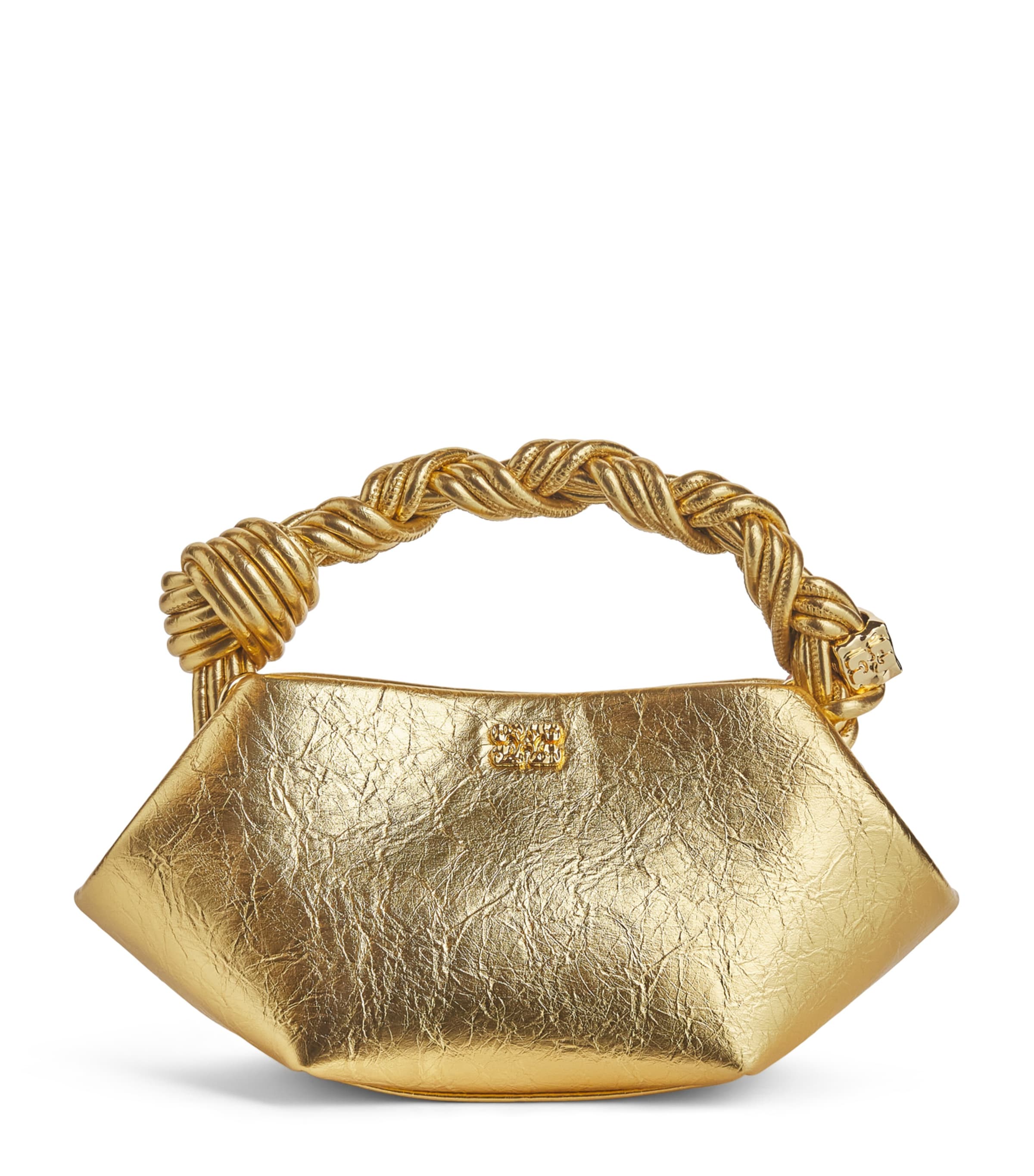 GANNI Gold Mini Metallic Bou Top-Handle Bag | Harrods CA