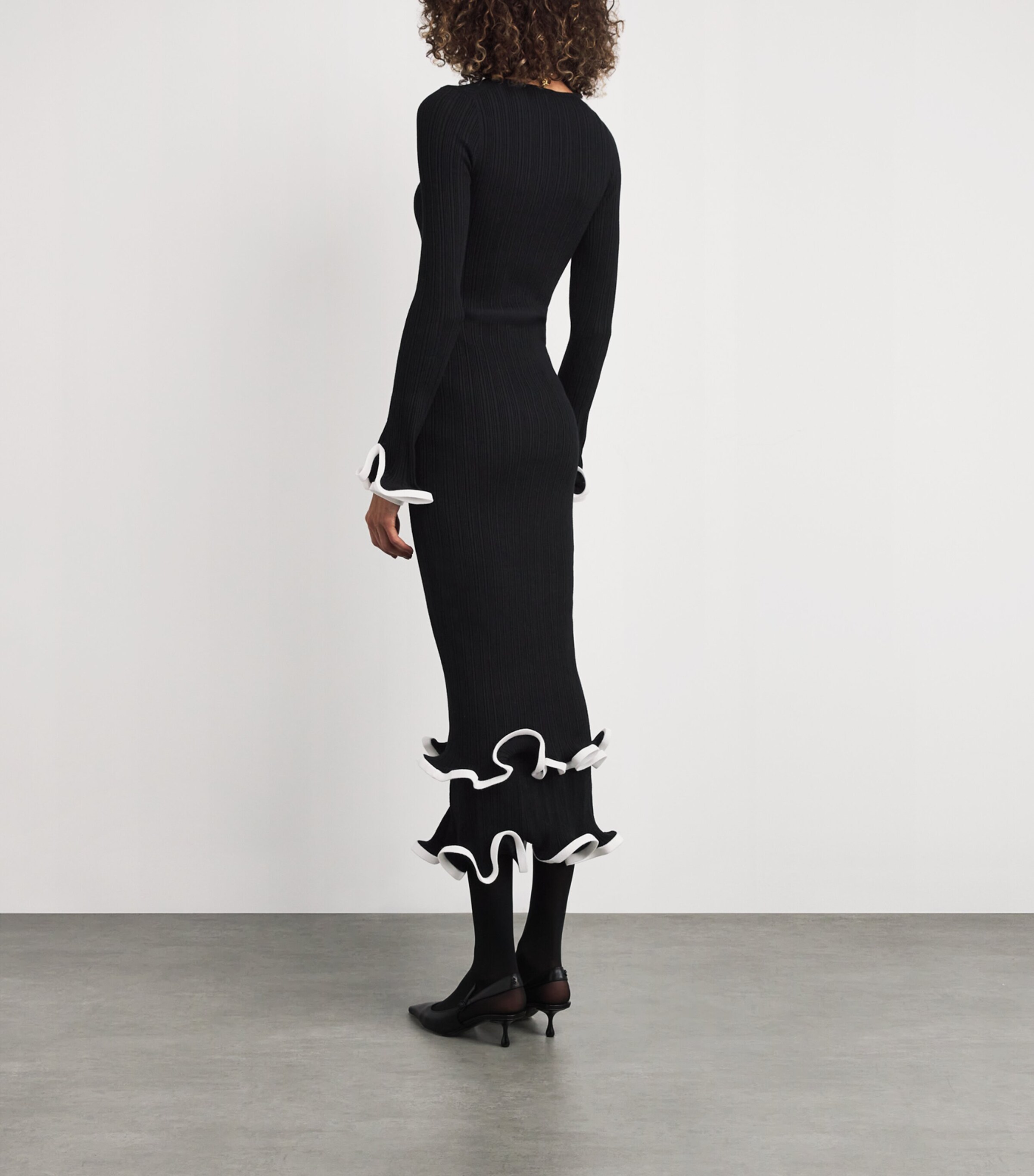 Simkhai Black Long-Sleeve Solani Midi Dress | Harrods SG