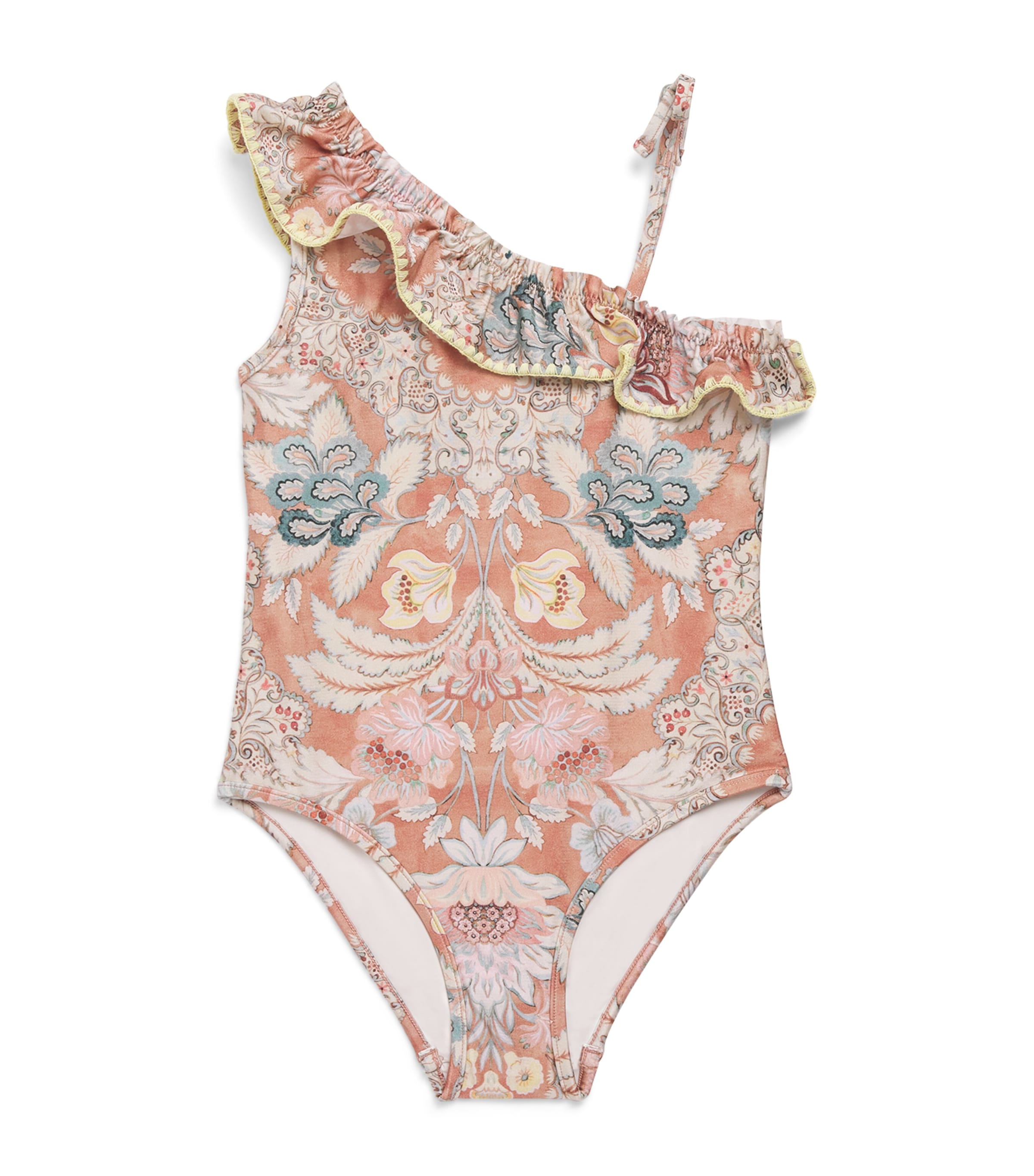 Zimmermann Kids Pink Floral One-Shoulder Daylight Swimsuit (1-12 Years ...