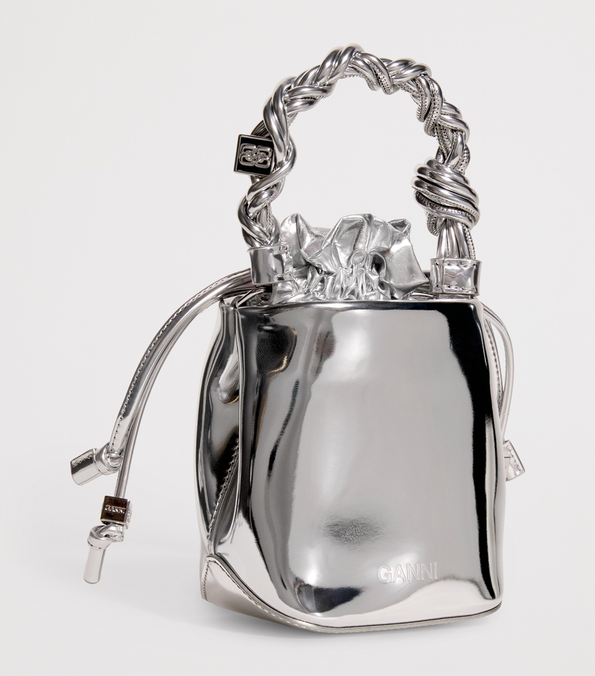 GANNI Silver Mini Bou Bucket Bag | Harrods MN