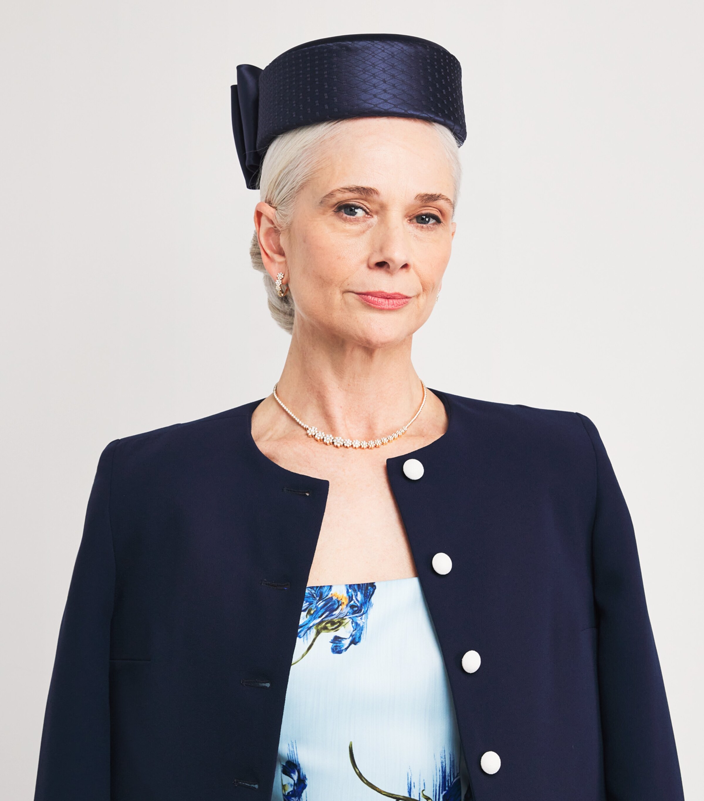 EMILY-LONDON Navy Silk Bow-Detail Pillbox Hat | Harrods UK