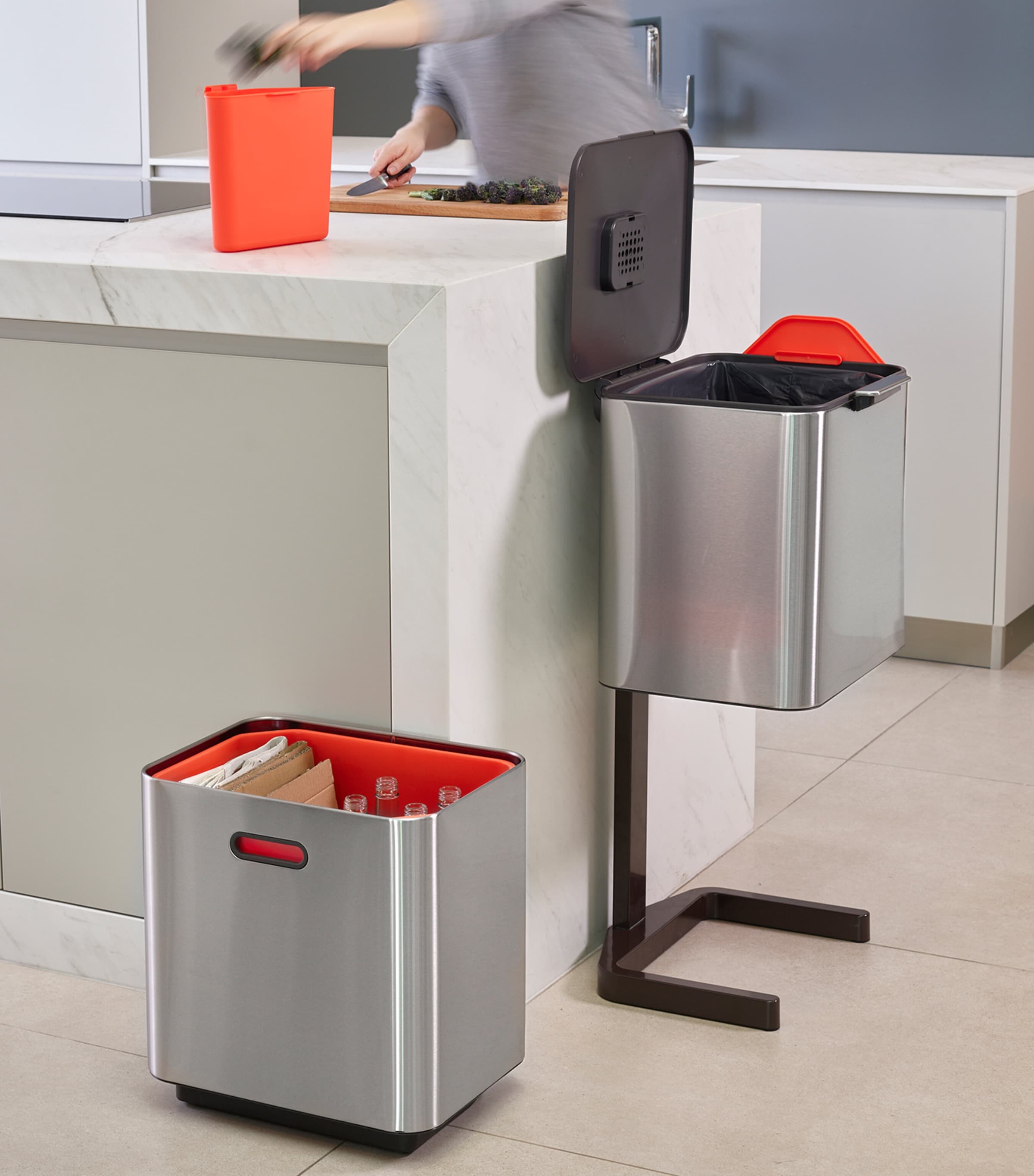 Joseph Joseph Stainless Steel Totem Bin (60L) | Harrods UK