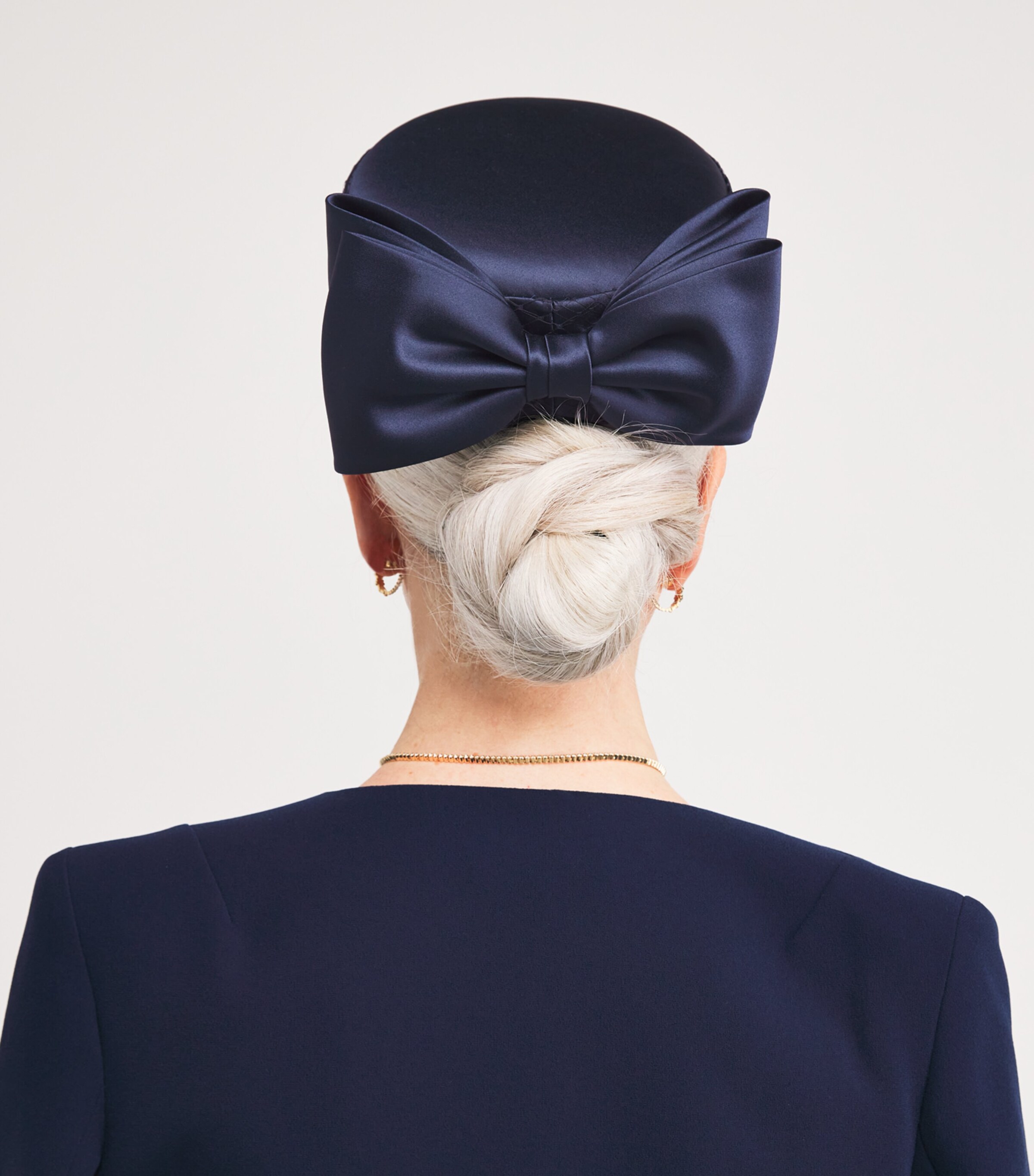 EMILY-LONDON Navy Silk Bow-Detail Pillbox Hat | Harrods UK