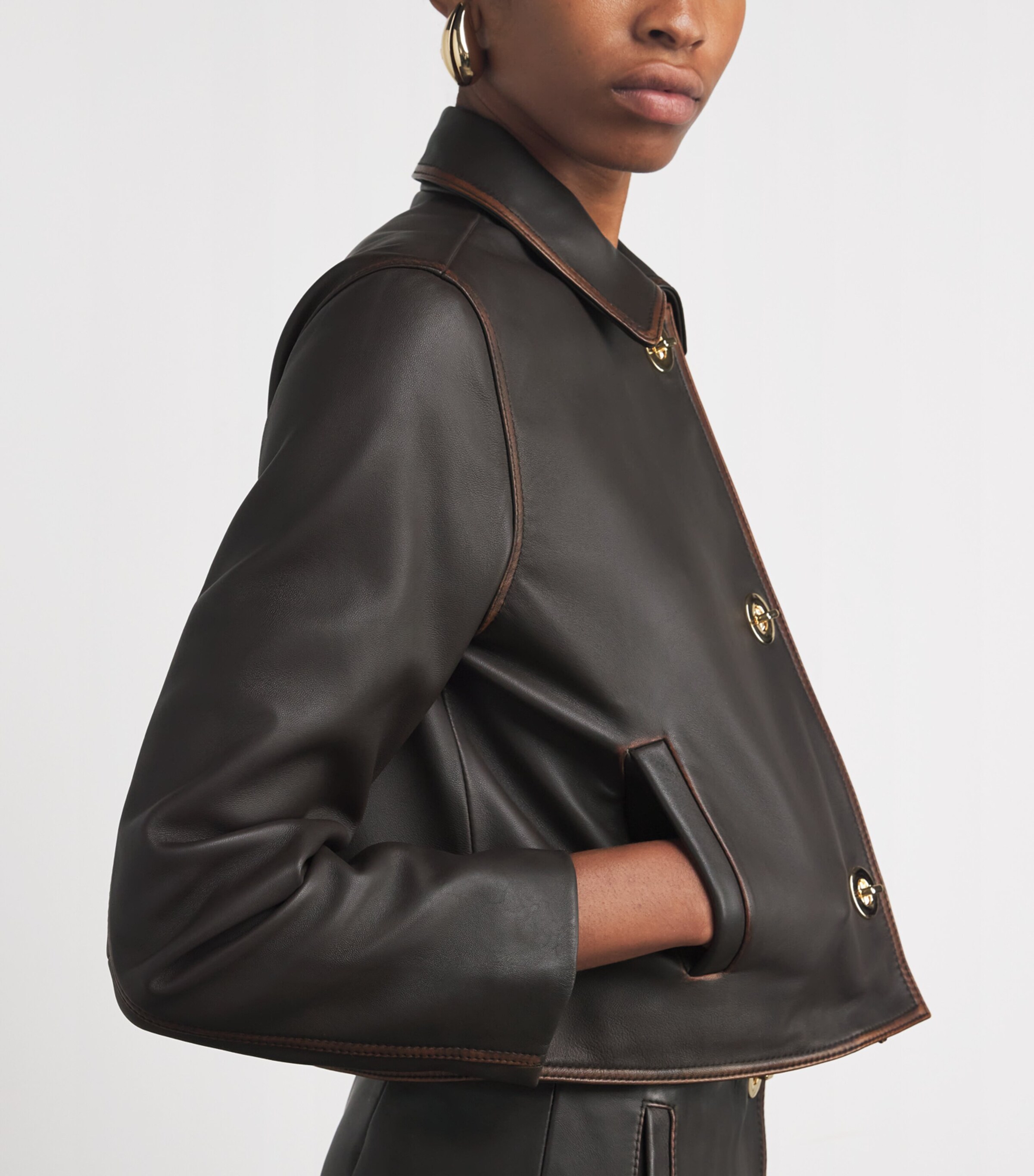 Claudie Pierlot White Leather Turn-Lock Jacket | Harrods UK