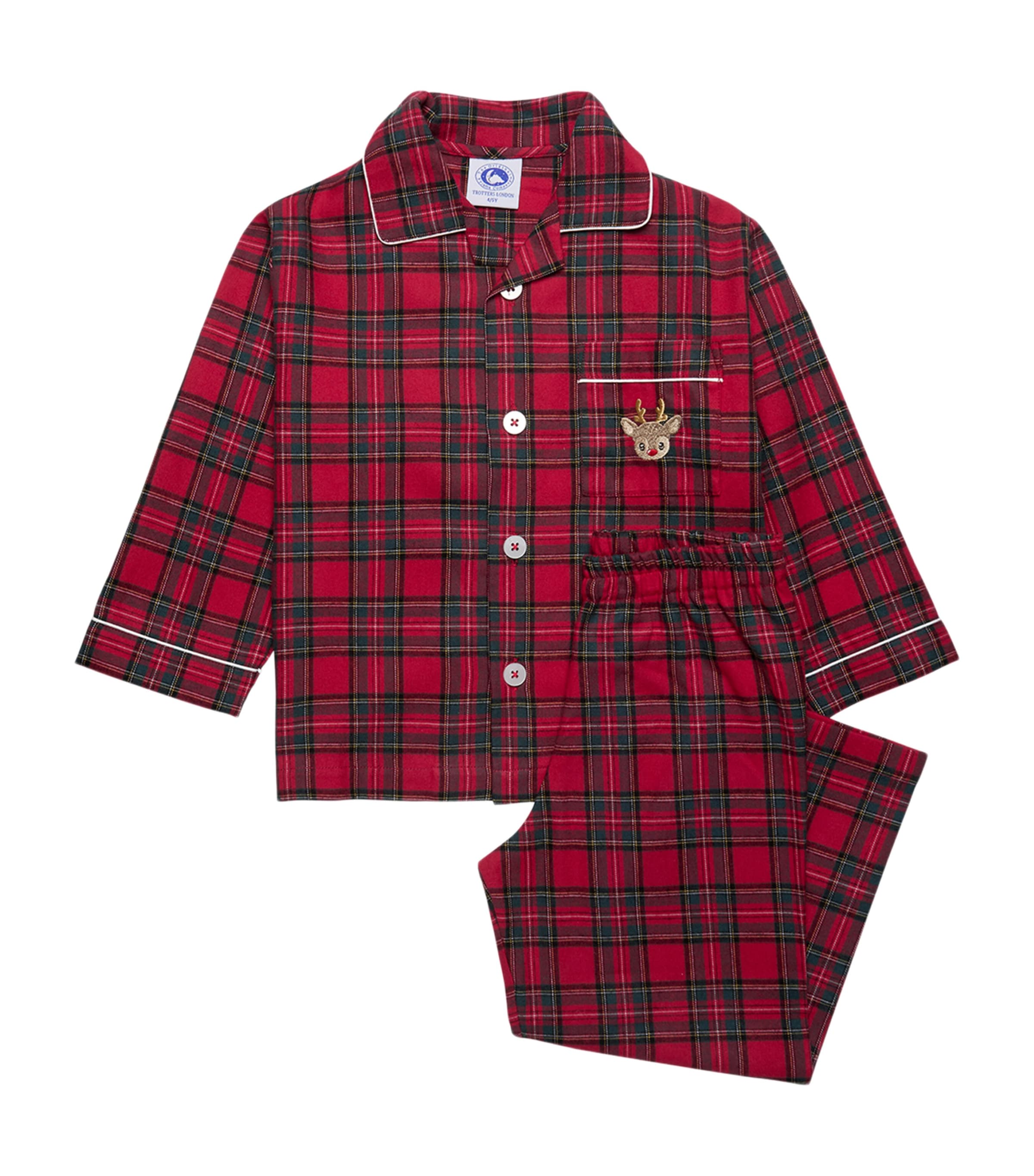 Trotters Red Tartan Reindeer Pyjamas (2-5 Years) | Harrods US