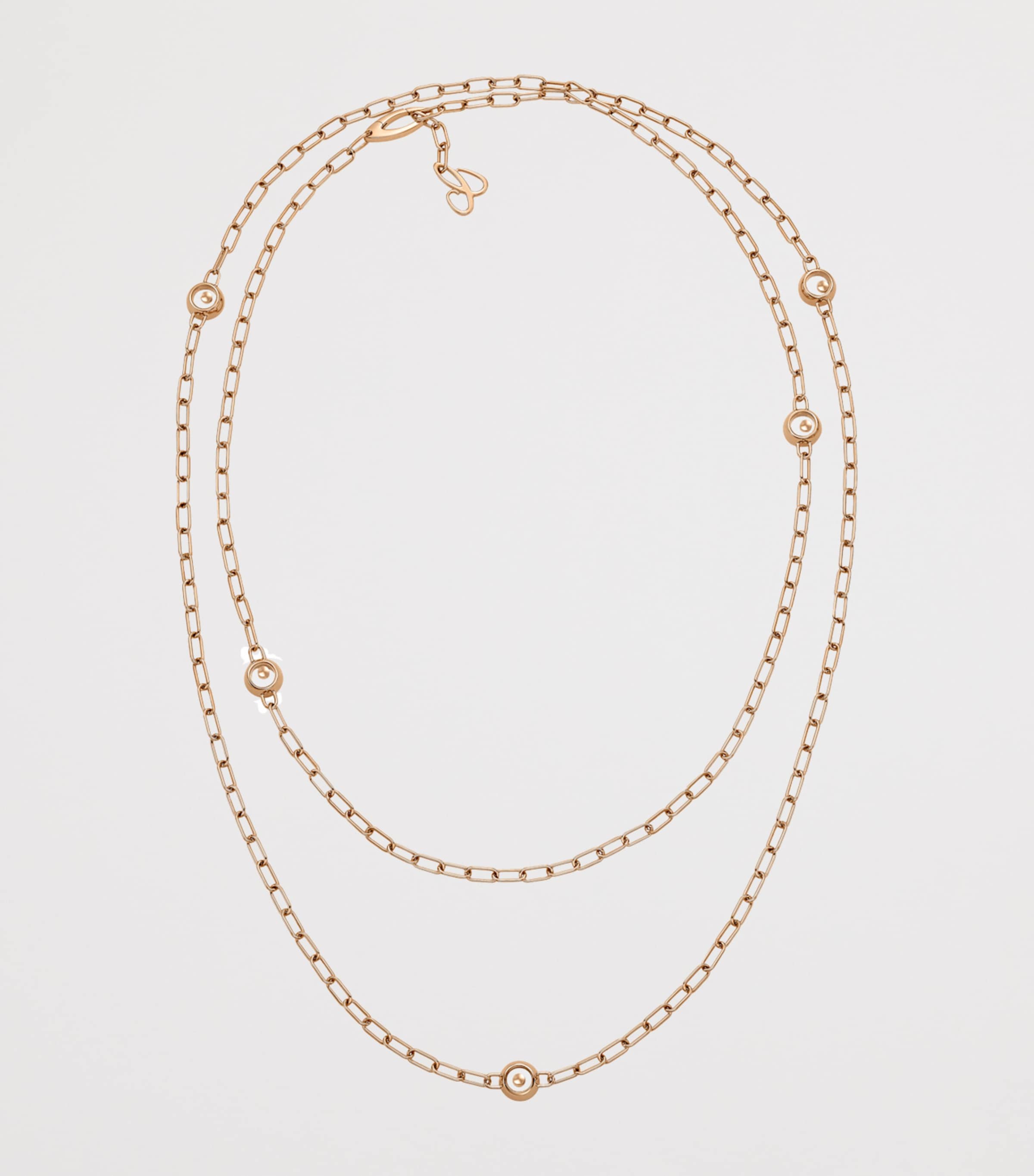Chopard Rose Gold and Diamond Happy Diamonds Icons Necklace | Harrods US