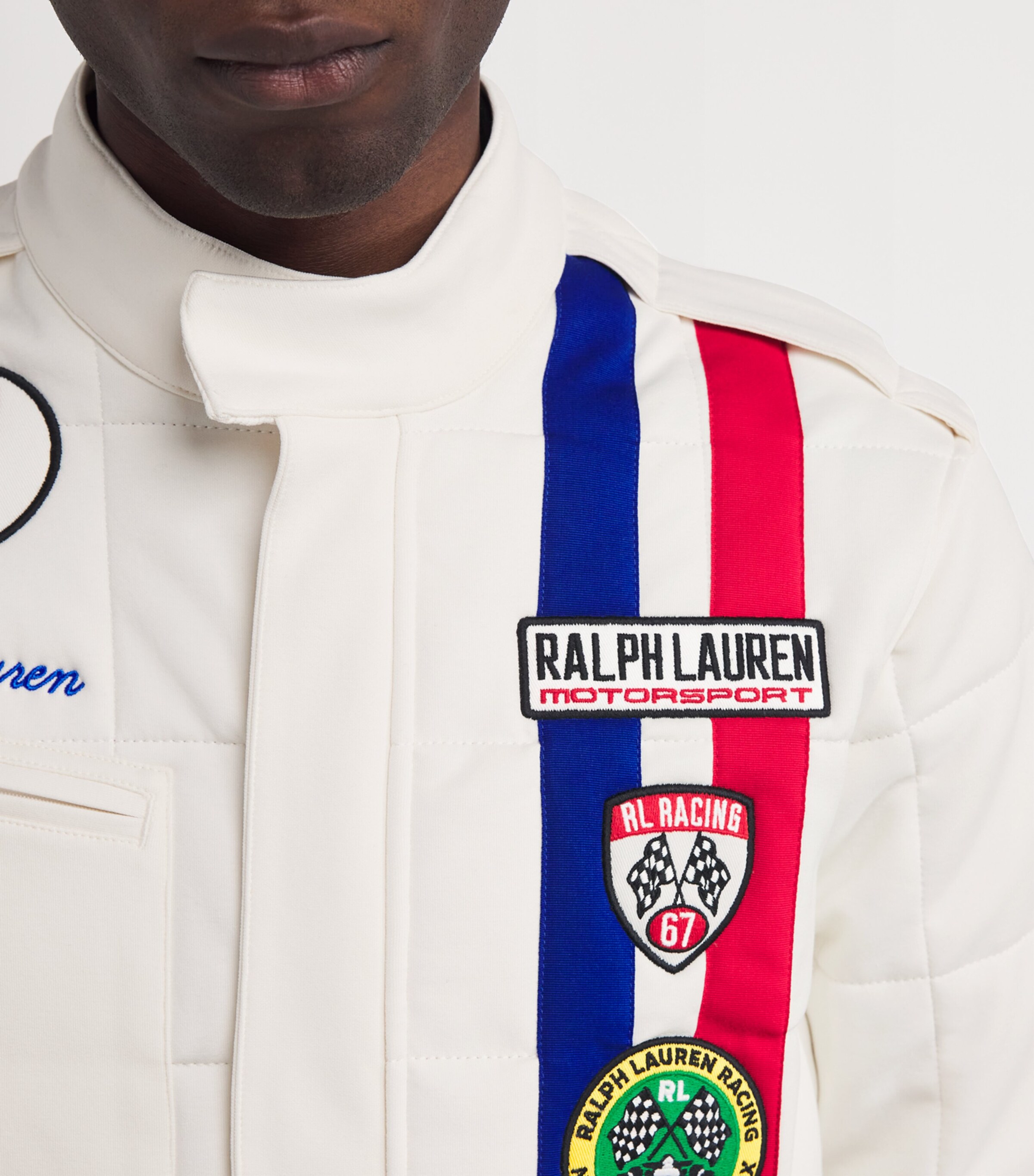 Polo Ralph Lauren White Double-Knit Racing Logo Jacket | Harrods UK