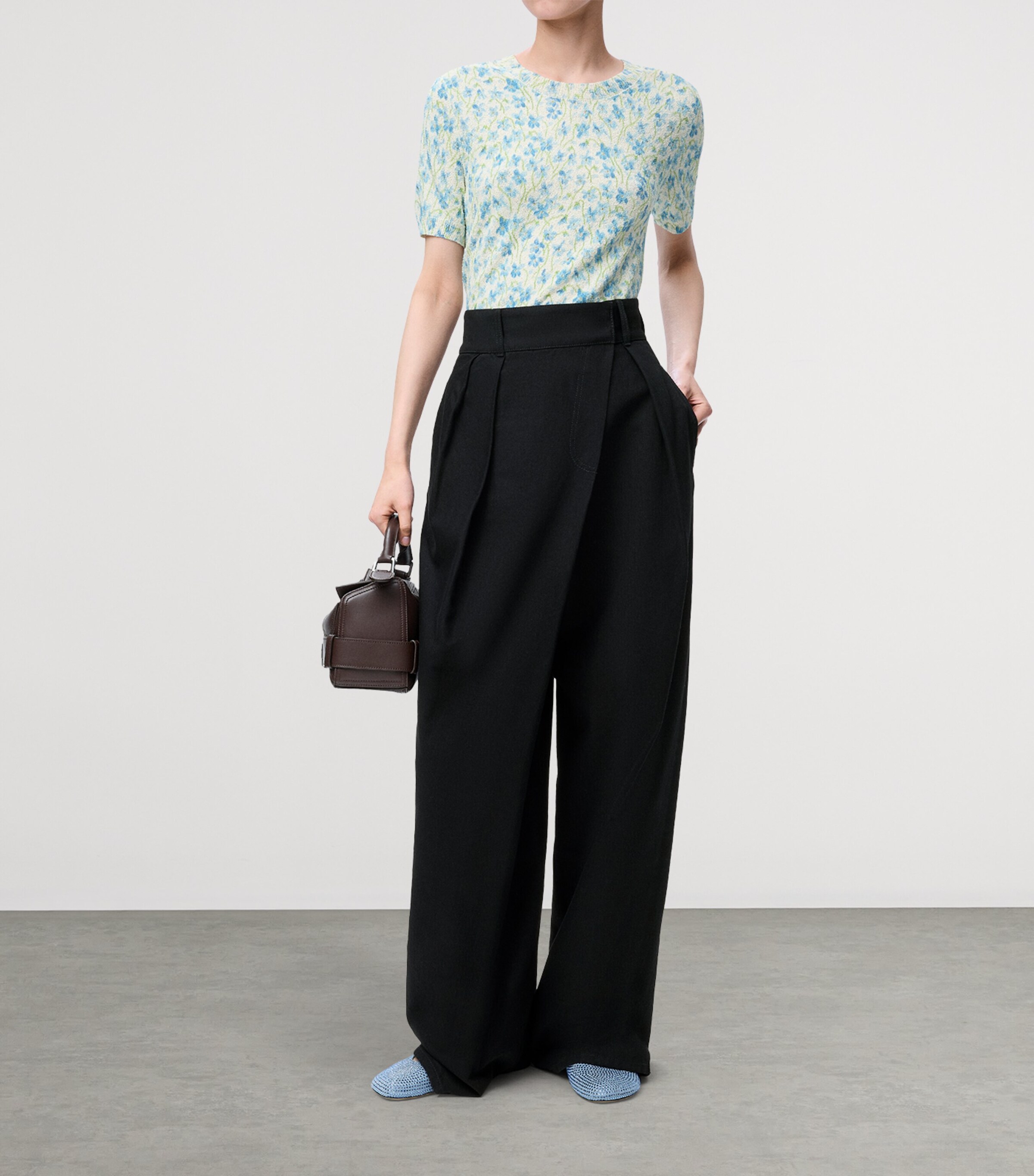 LOEWE Black Wrap Wide-Leg Jeans | Harrods SG