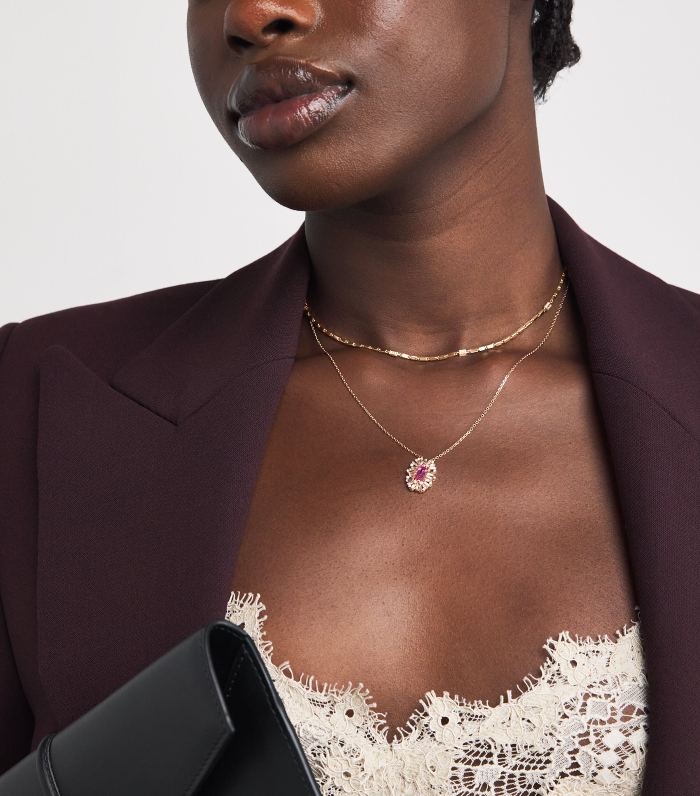 Suzanne Kalan Rose Gold and Diamond Block-Chain Necklace | Harrods HK