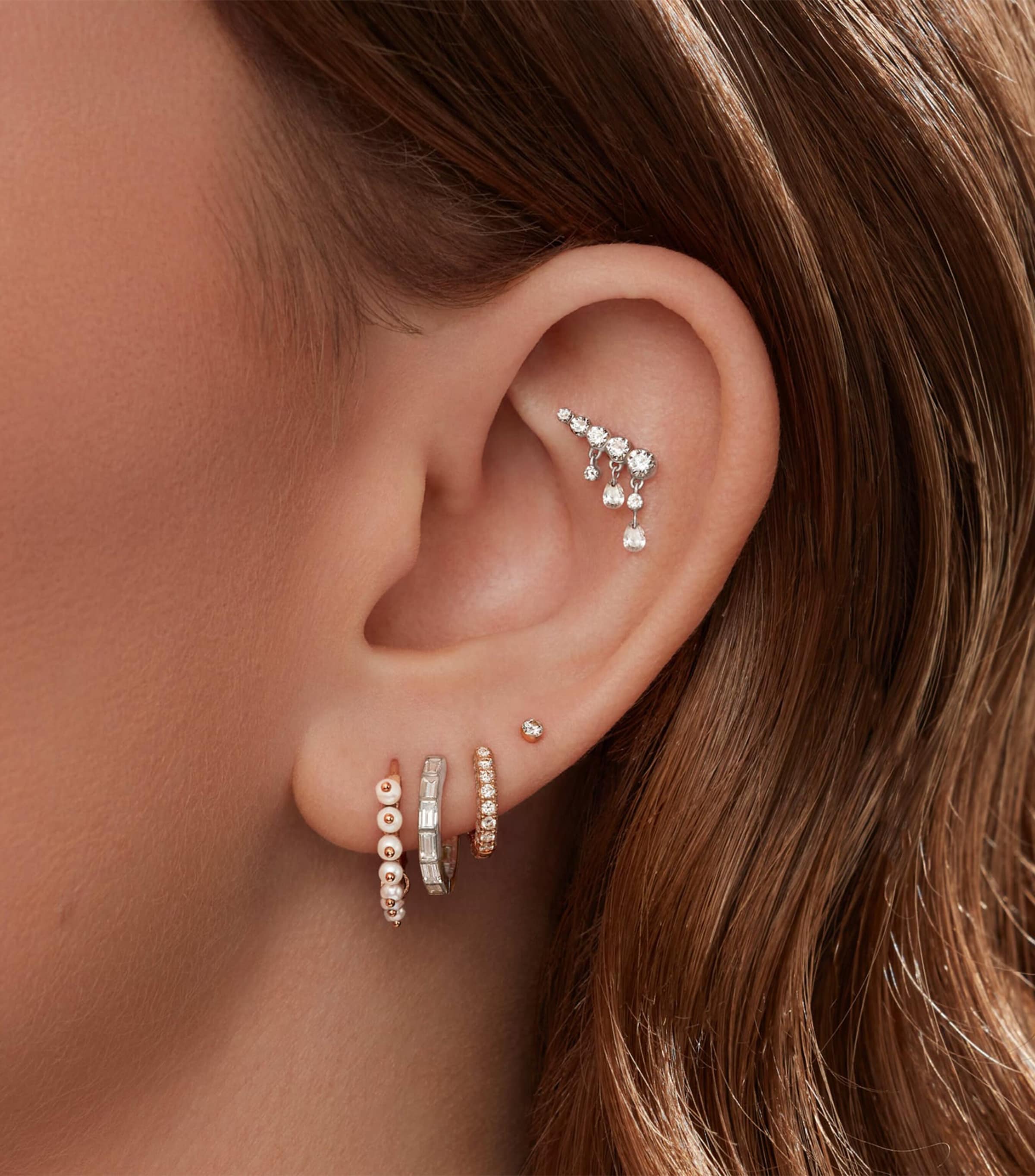 Maria Tash White Gold Invisible Set Baguette Diamond Eternity Hoop ...