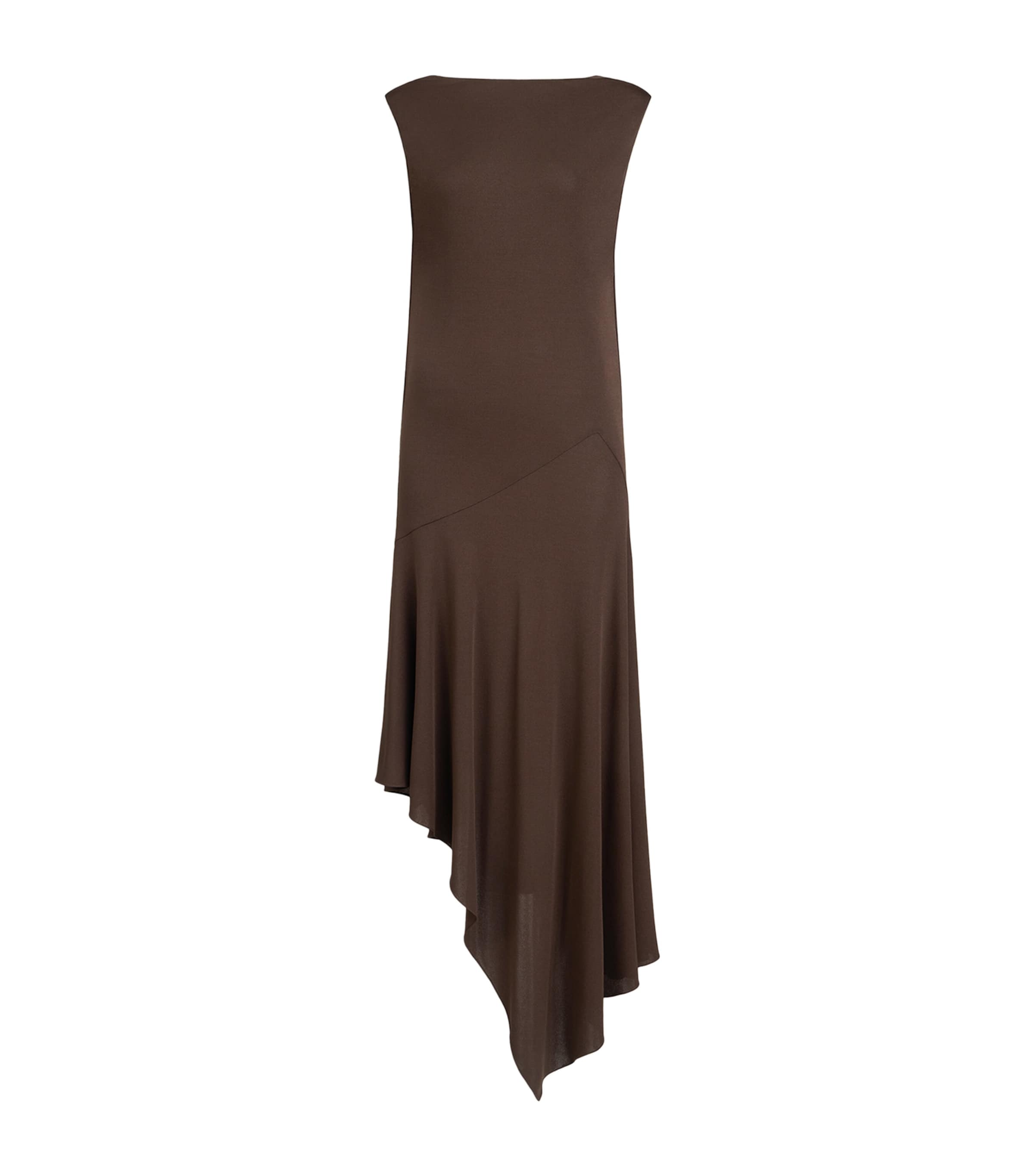 Alaïa Brown Jersey Asymmetric Midi Dress | Harrods NL