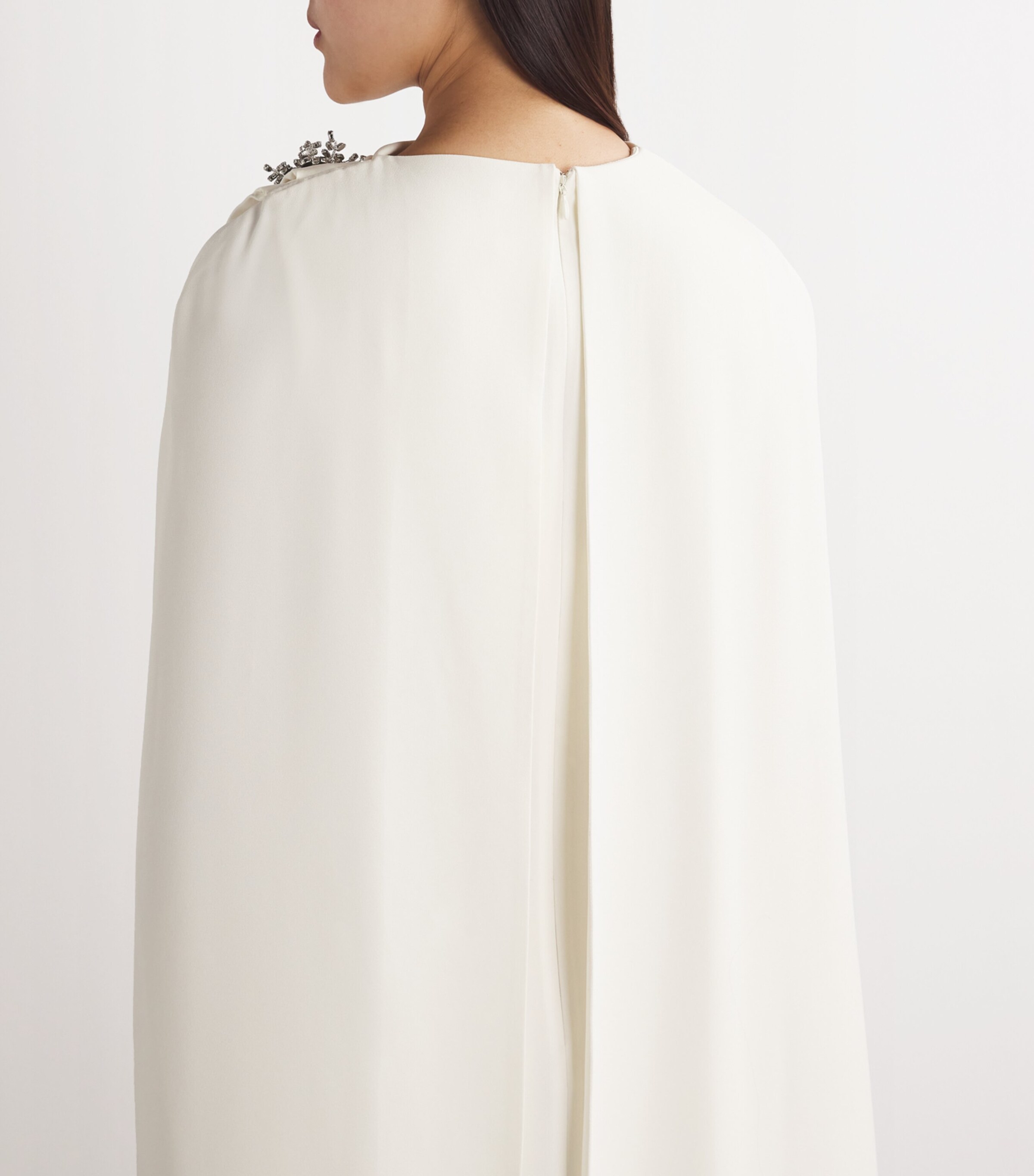 Huishan Zhang White Danica Cape Broach Gown | Harrods UK