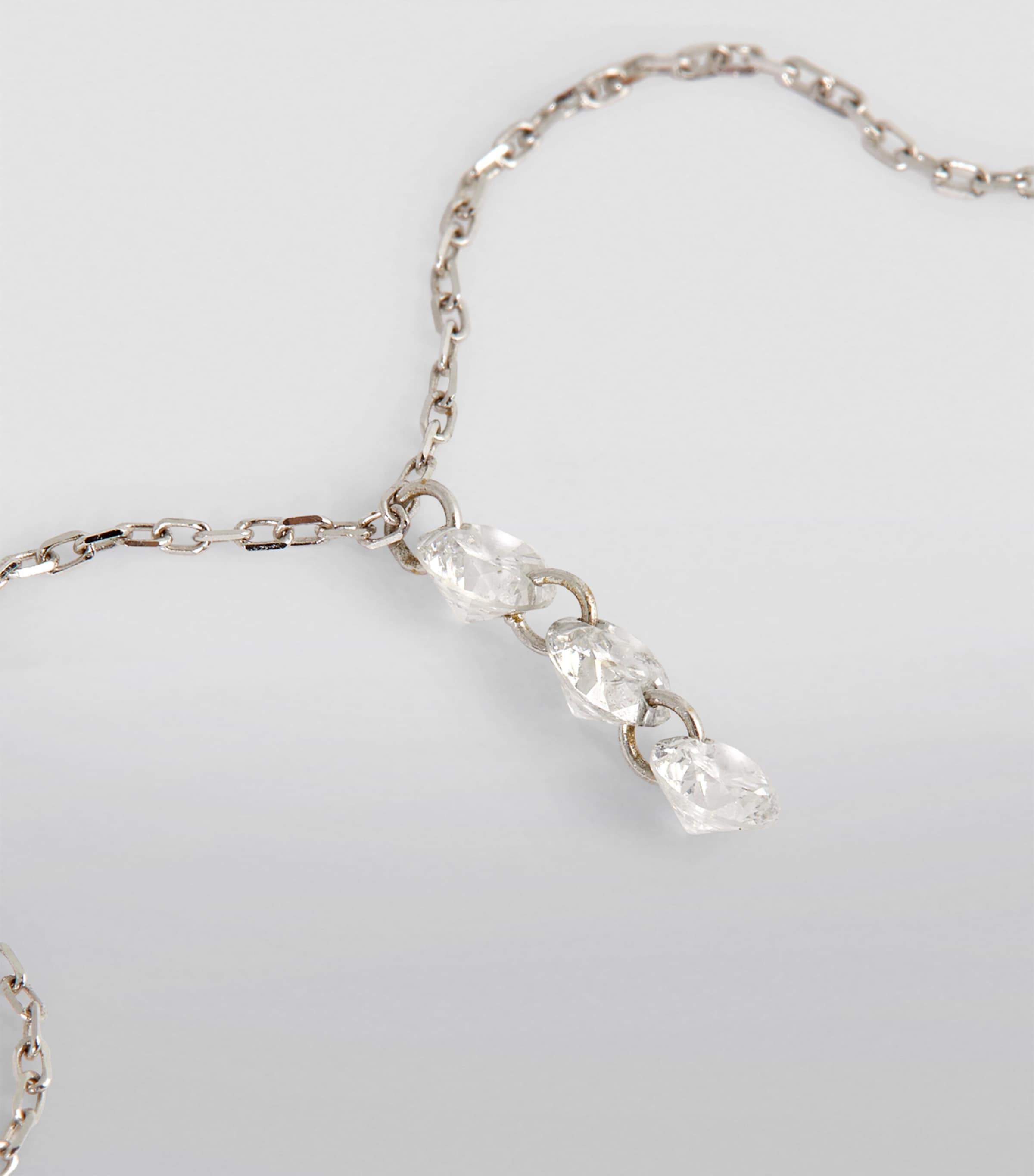 Persée White Gold and Diamond 3-Stone Drop Danae Necklace | Harrods UK