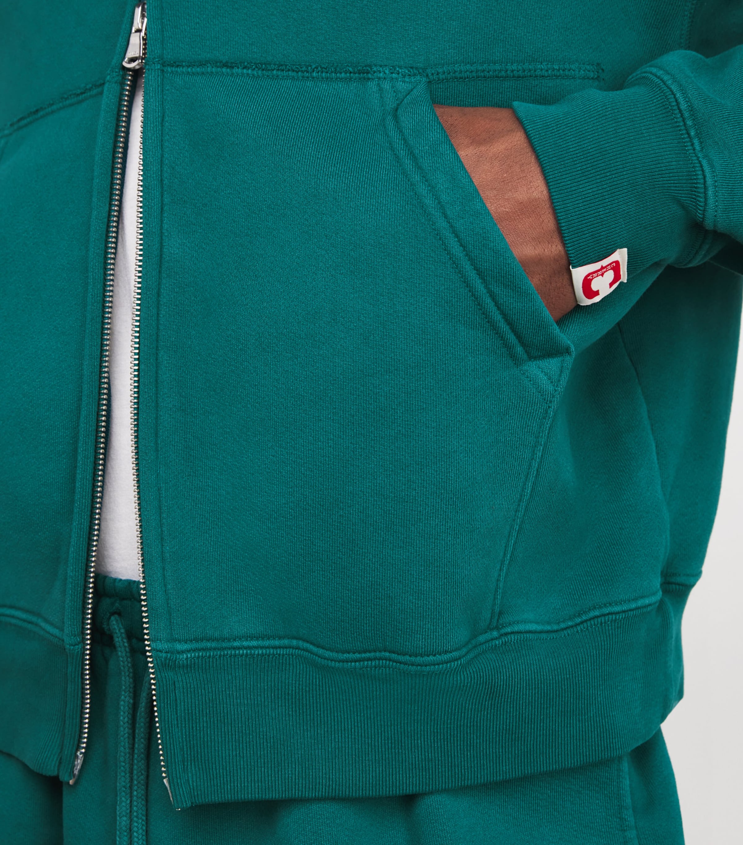 Cherry Los Angeles Green Cotton Navajo Logo Embroidery Zip-Up Hoodie | Harrods UK