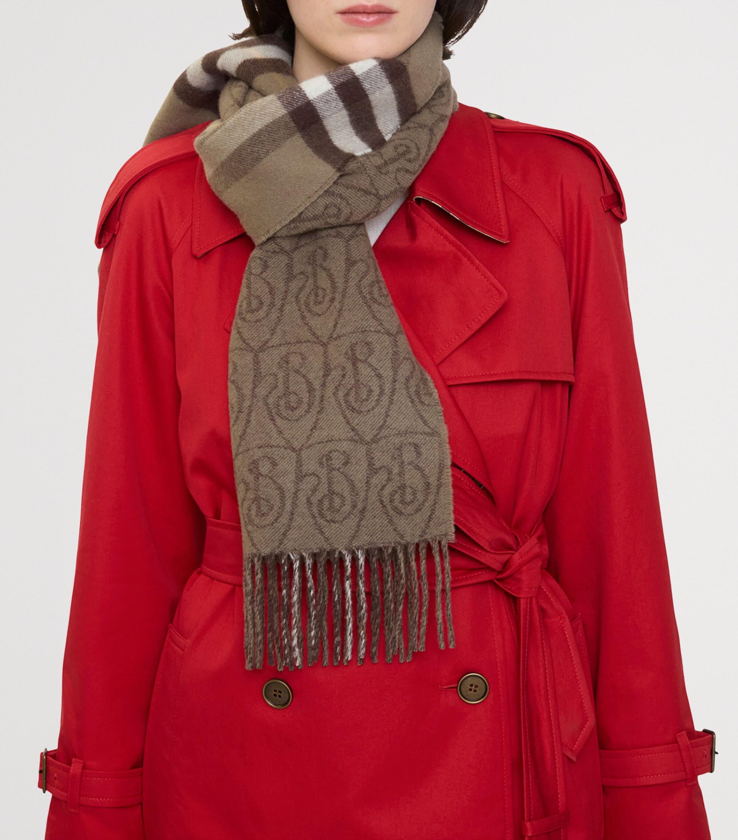 Burberry Brown Cashmere Reversible B Shield Scarf | Harrods DE