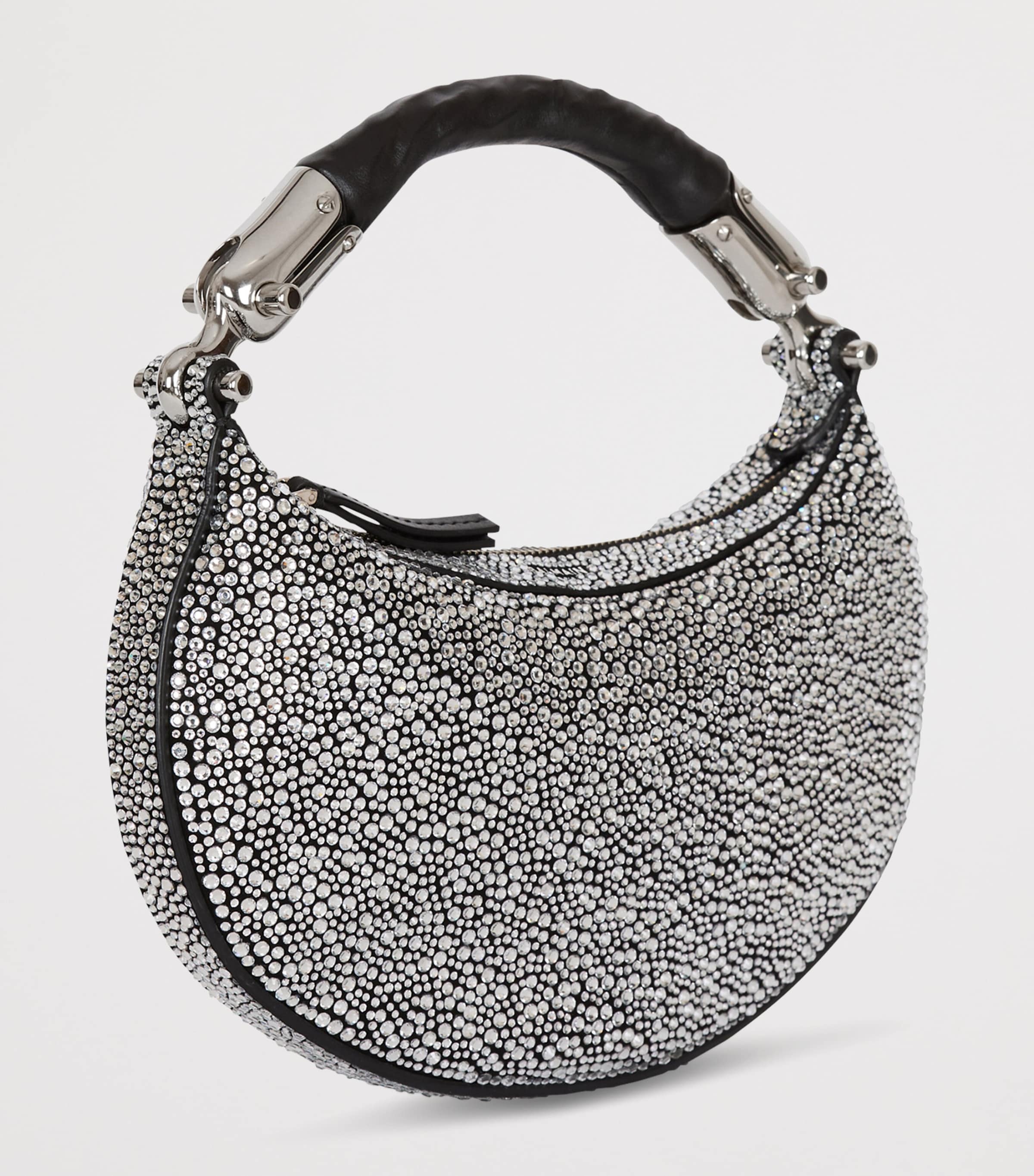 Balmain Silver Mini Embellished Suede Ebene Top-Handle Bag | Harrods HK