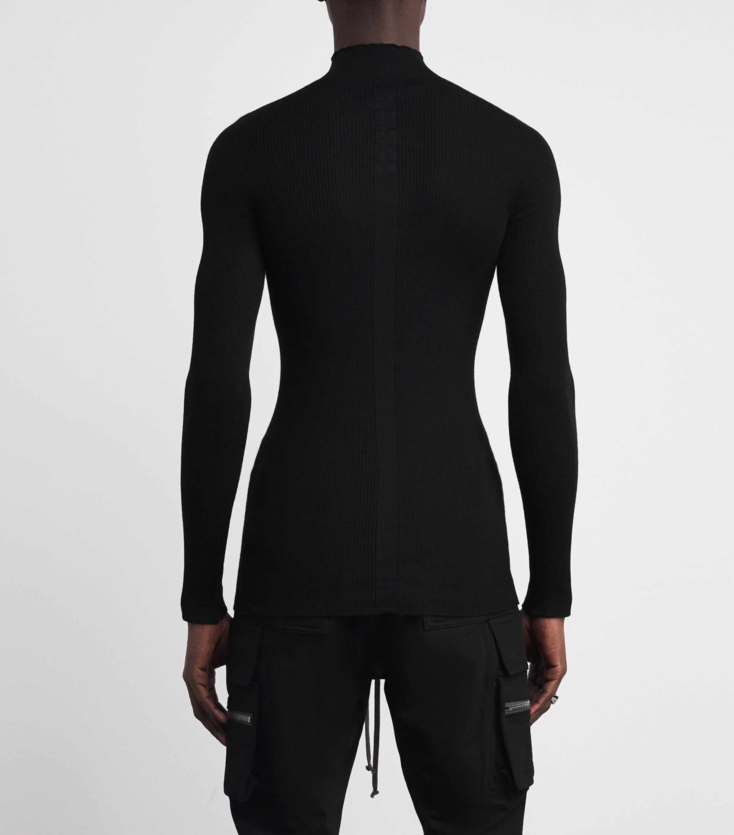 Rick Owens Black Virgin Wool Ribbed Lupetto Sweater | Harrods HK