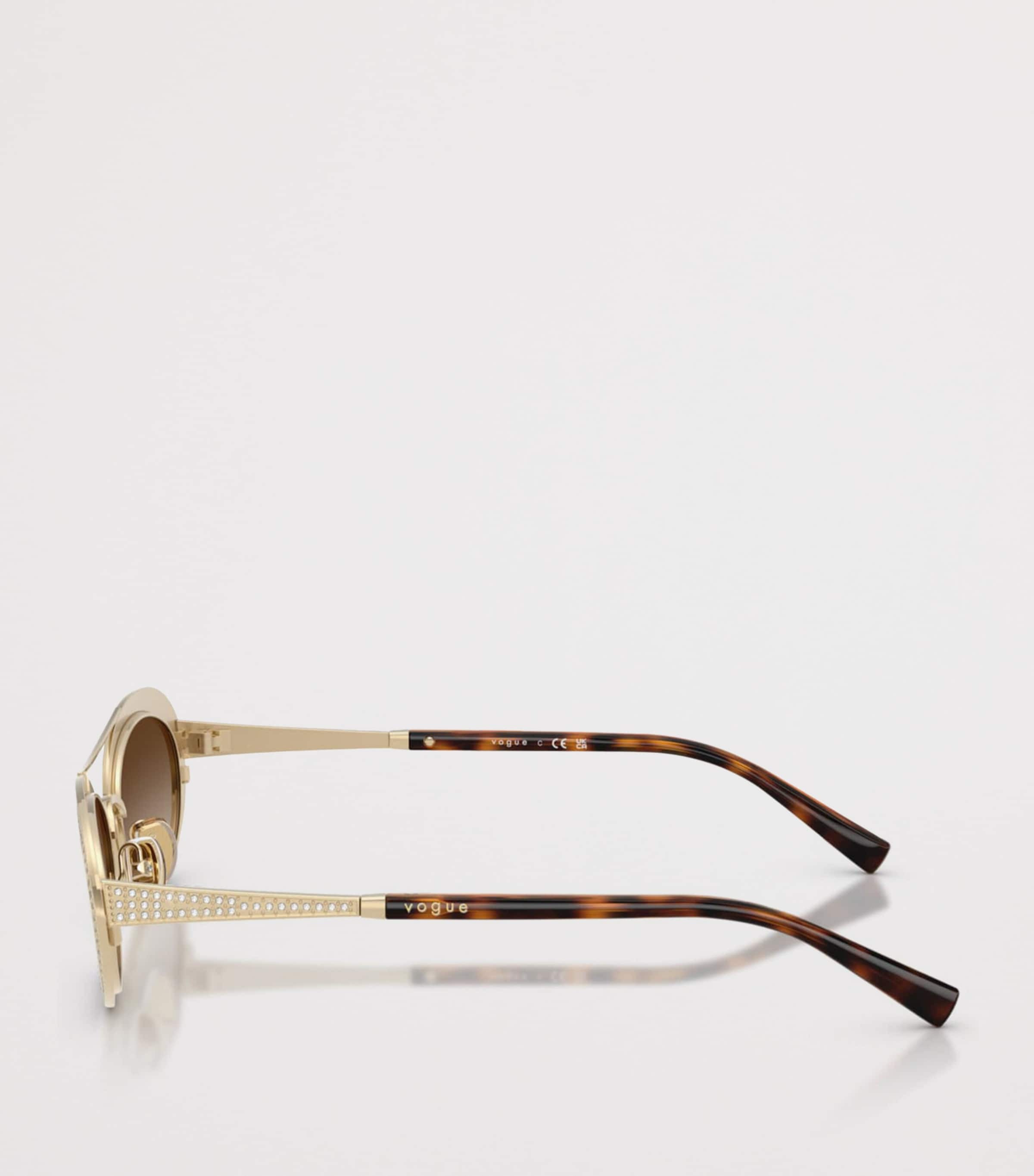 Vogue Gold Rhinestone Oval Sunglasses | Harrods UK