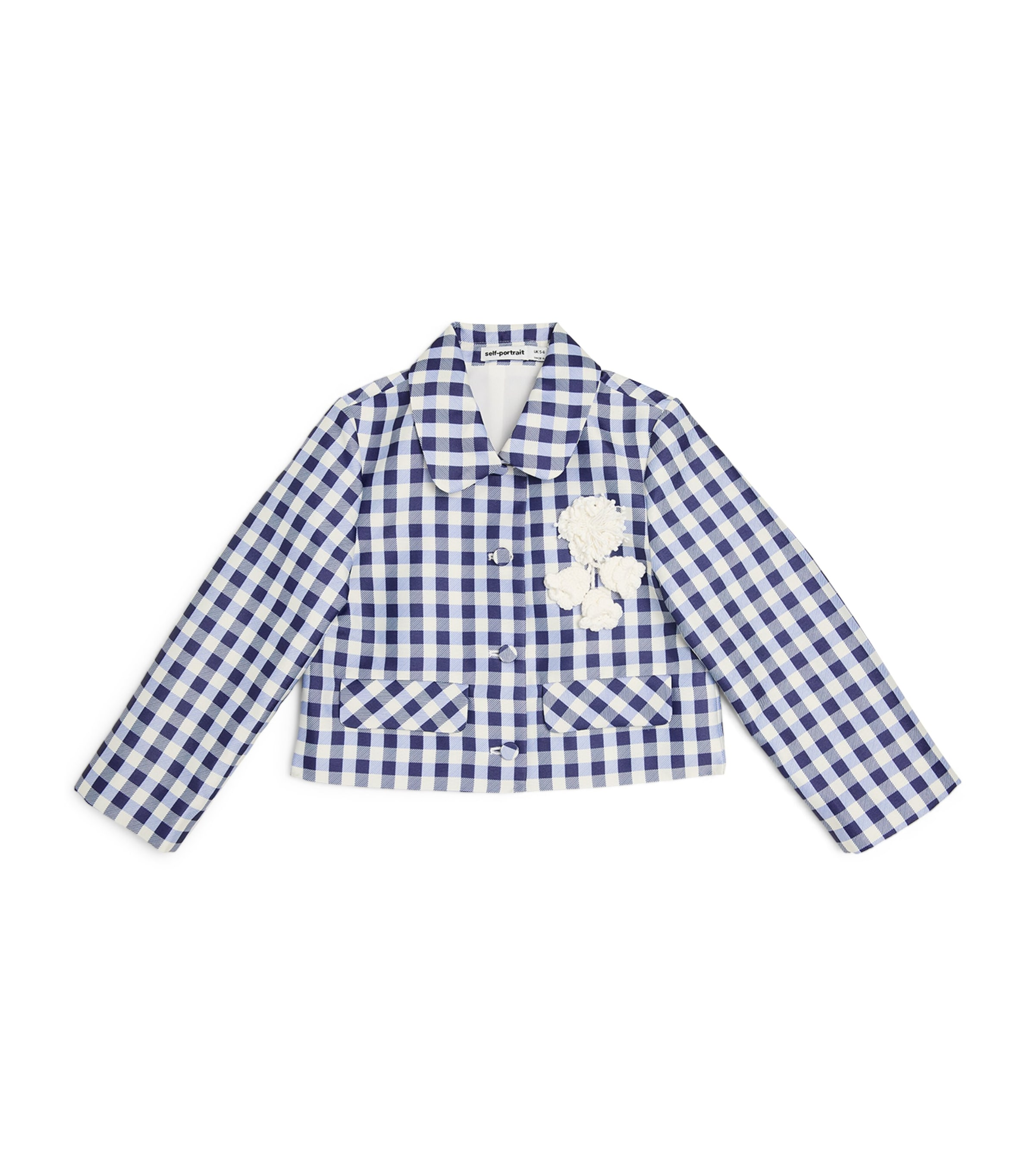 Self-Portrait Kids Blue Taffeta Gingham Jacket (3-12 Years) | Harrods US