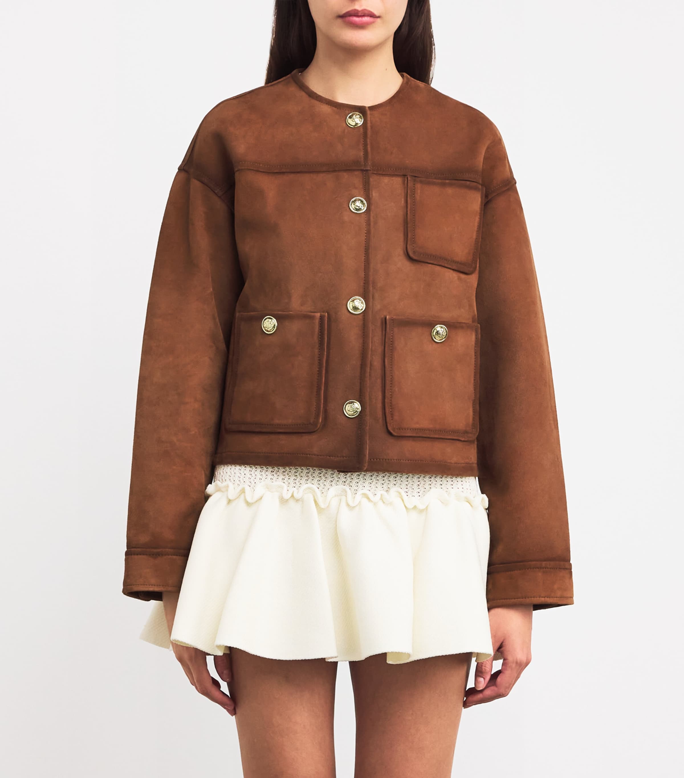 Sandro Paris Beige Suede Jacket | Harrods UK