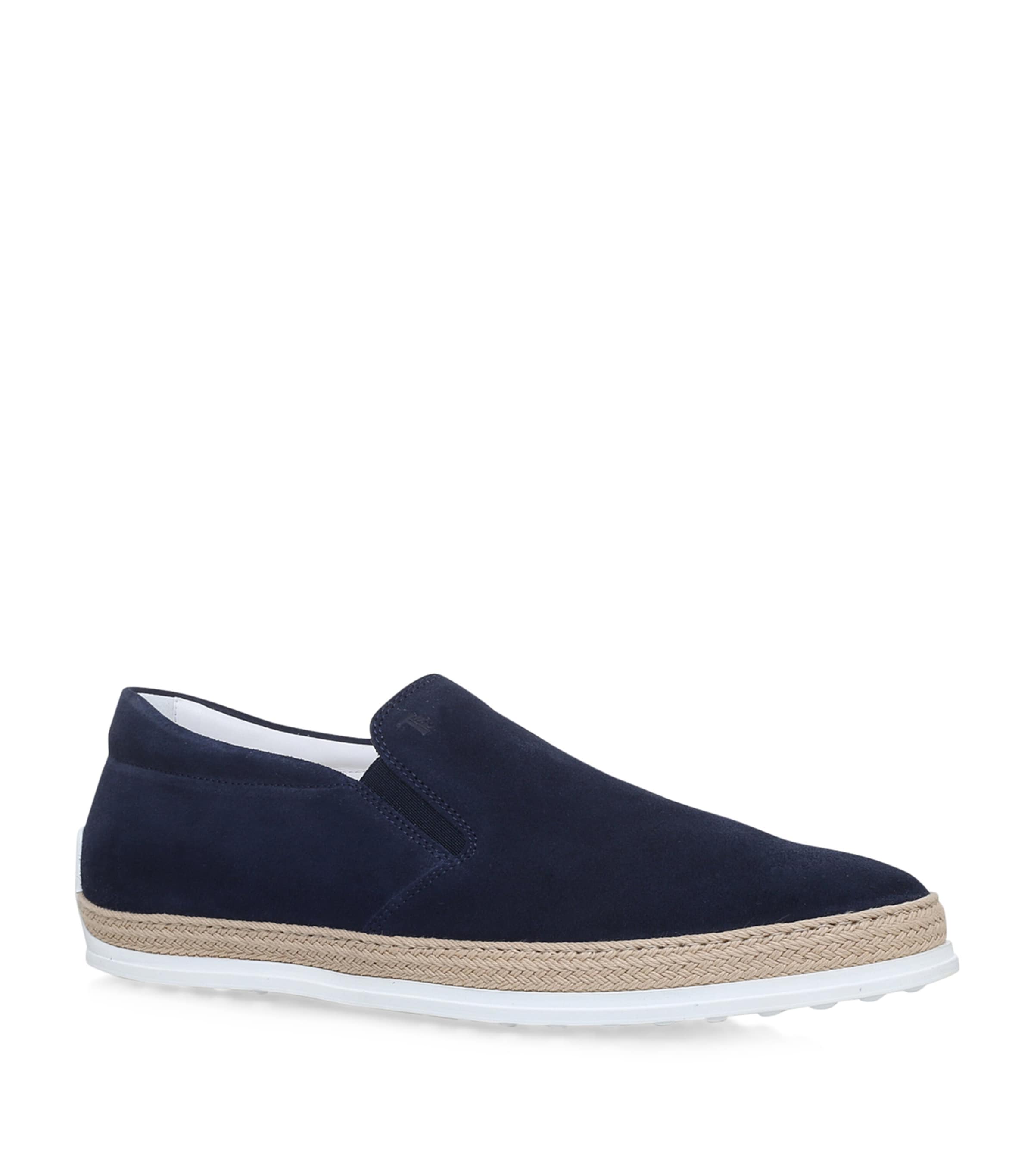 Tod's Navy Suede-Raffia Skate Shoes | Harrods UK