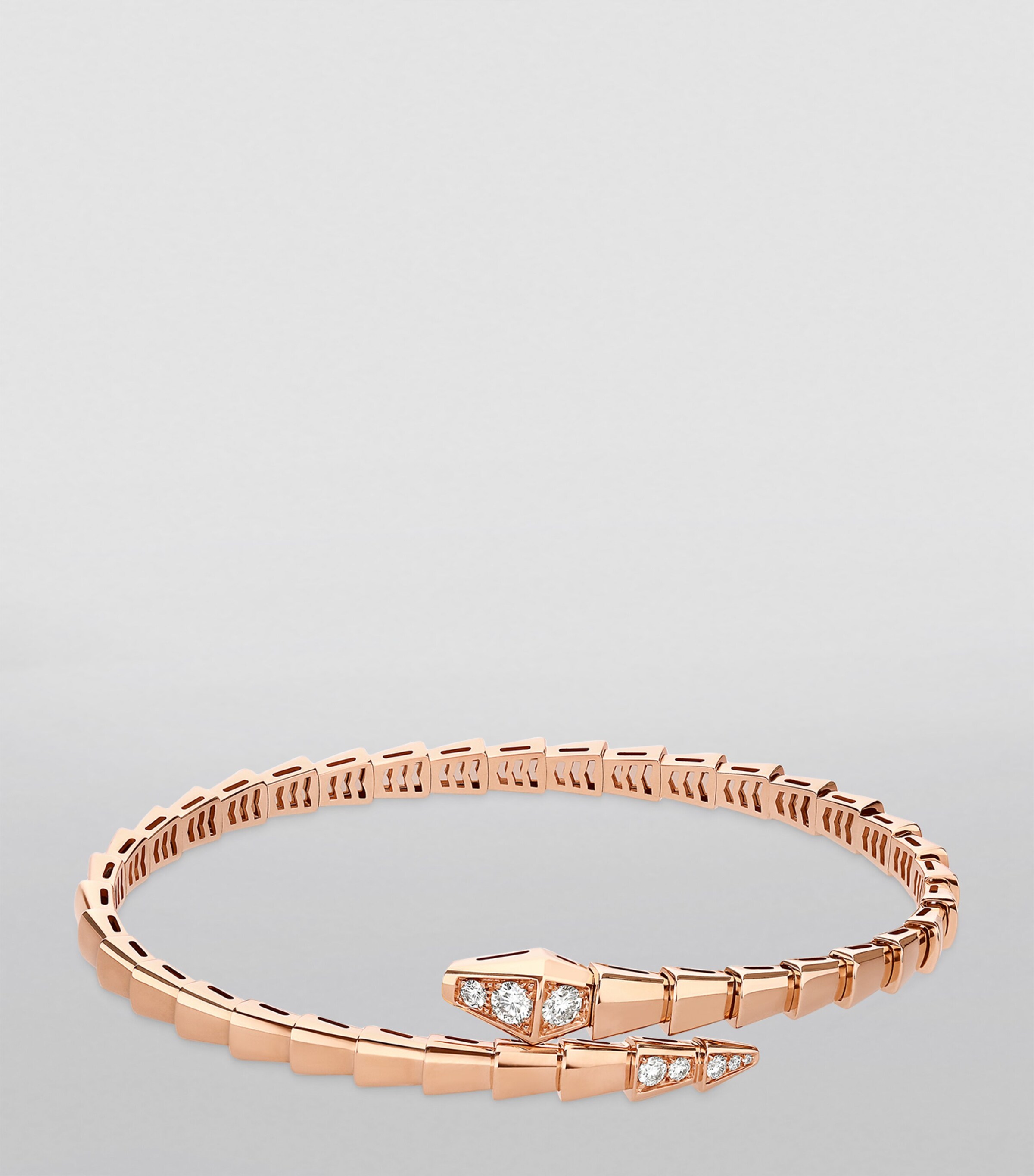 Bvlgari Rose Gold and Diamond Serpenti Viper Bangle | Harrods UK