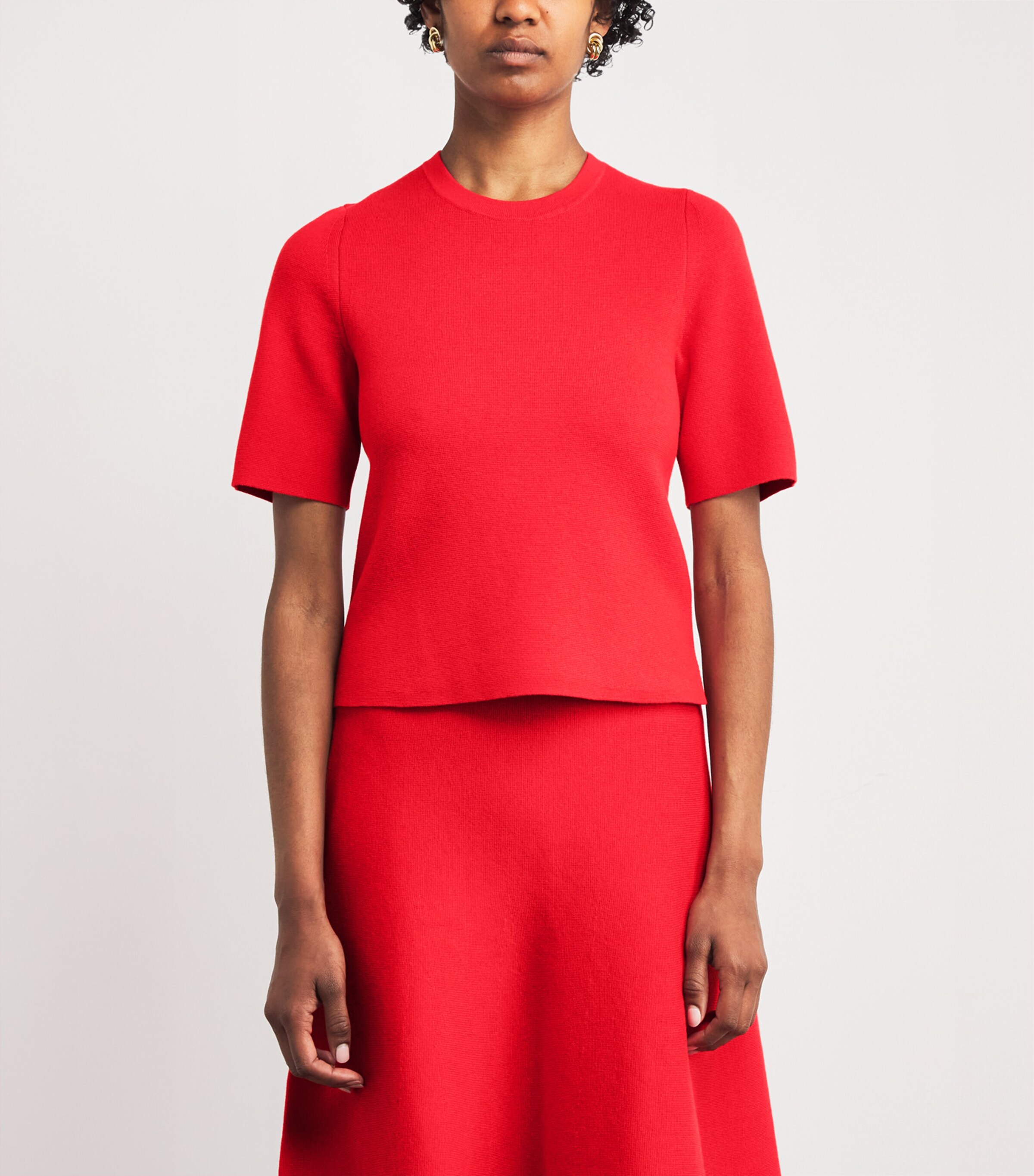 ME+EM Red Milano Knit Short-Sleeve Sweater | Harrods US