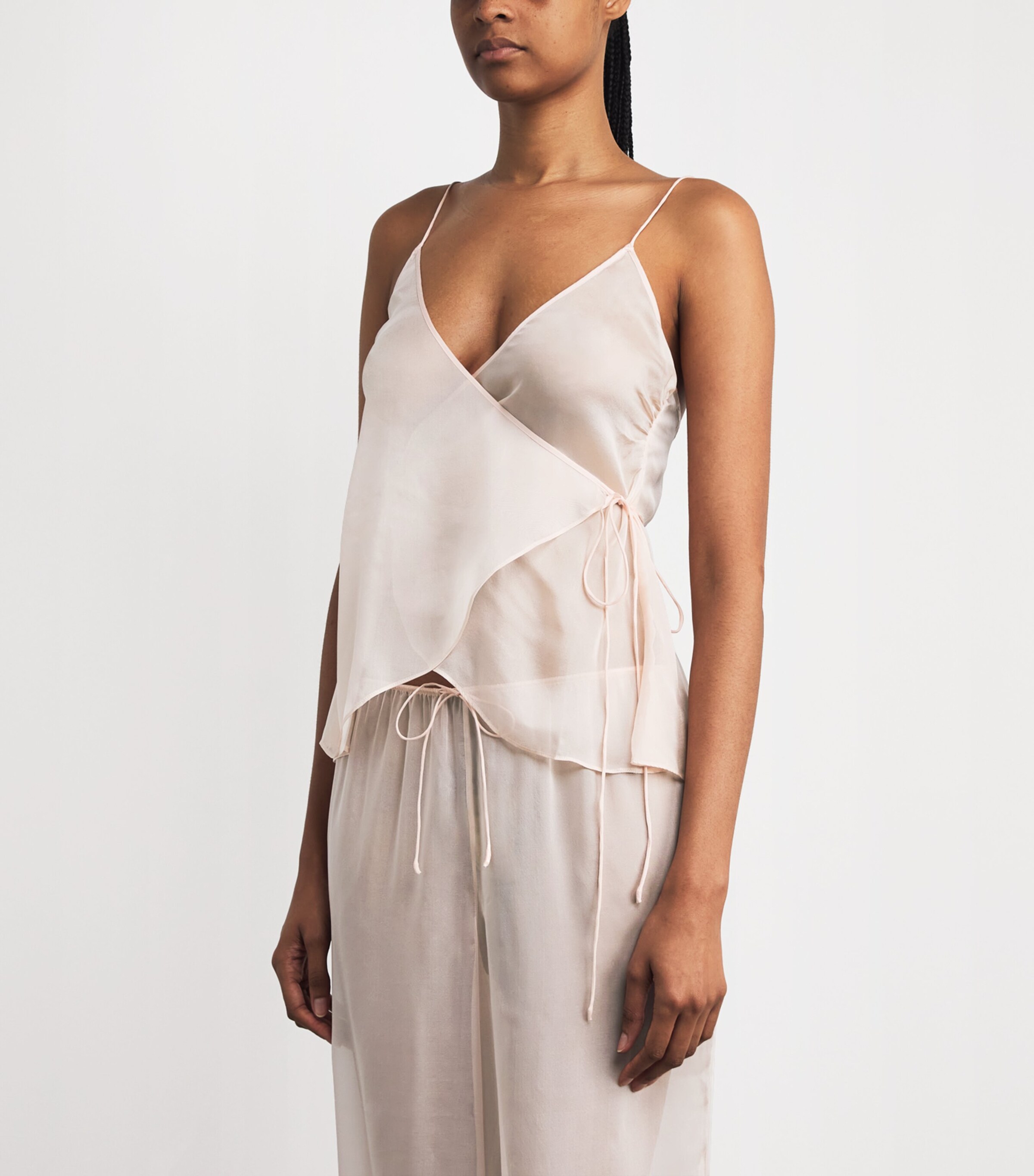 Skims Pink Silk Wrap Camisole Top | Harrods SG