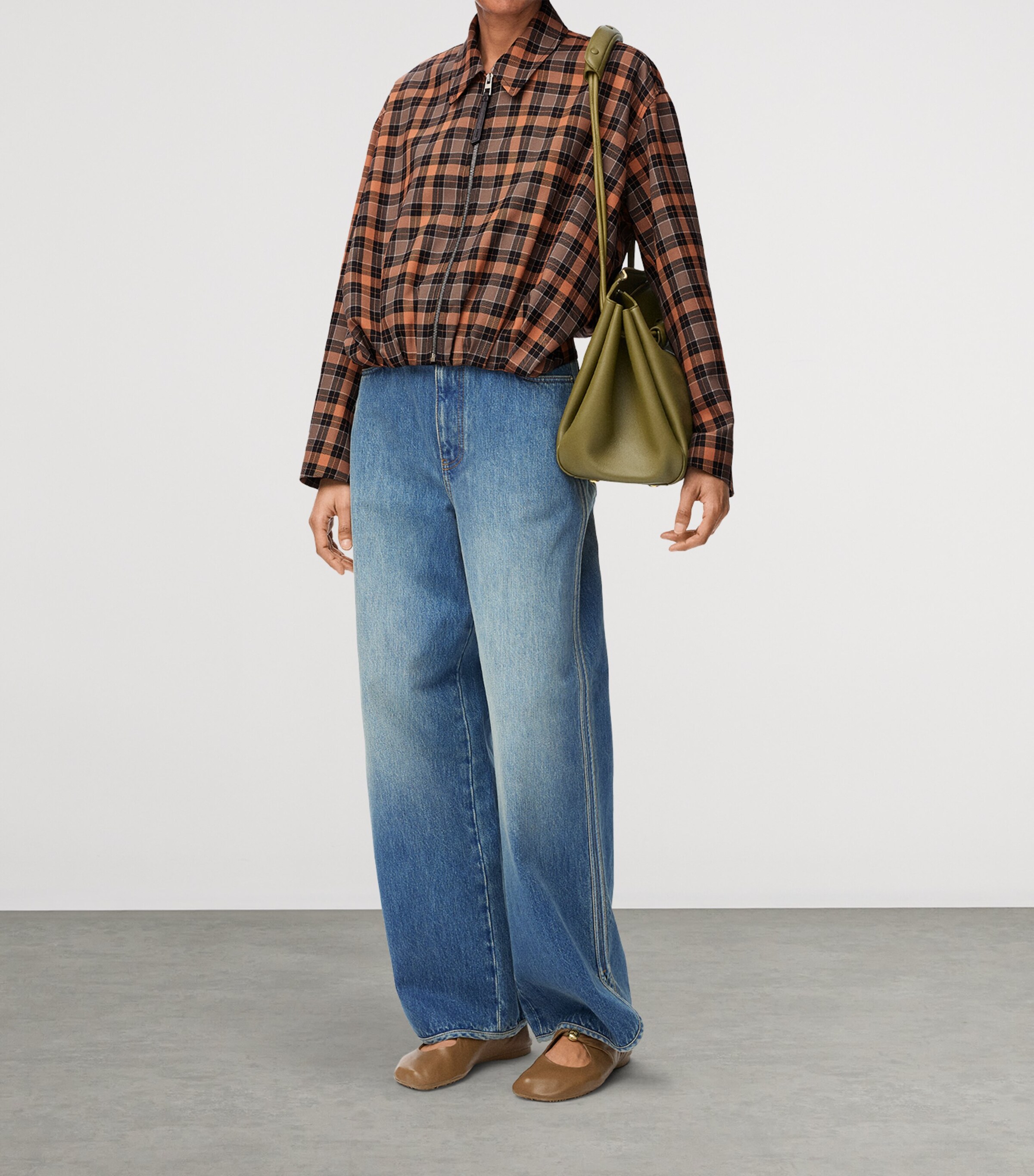 LOEWE Orange Wool-Blend Draped Check Print Jacket | Harrods UK