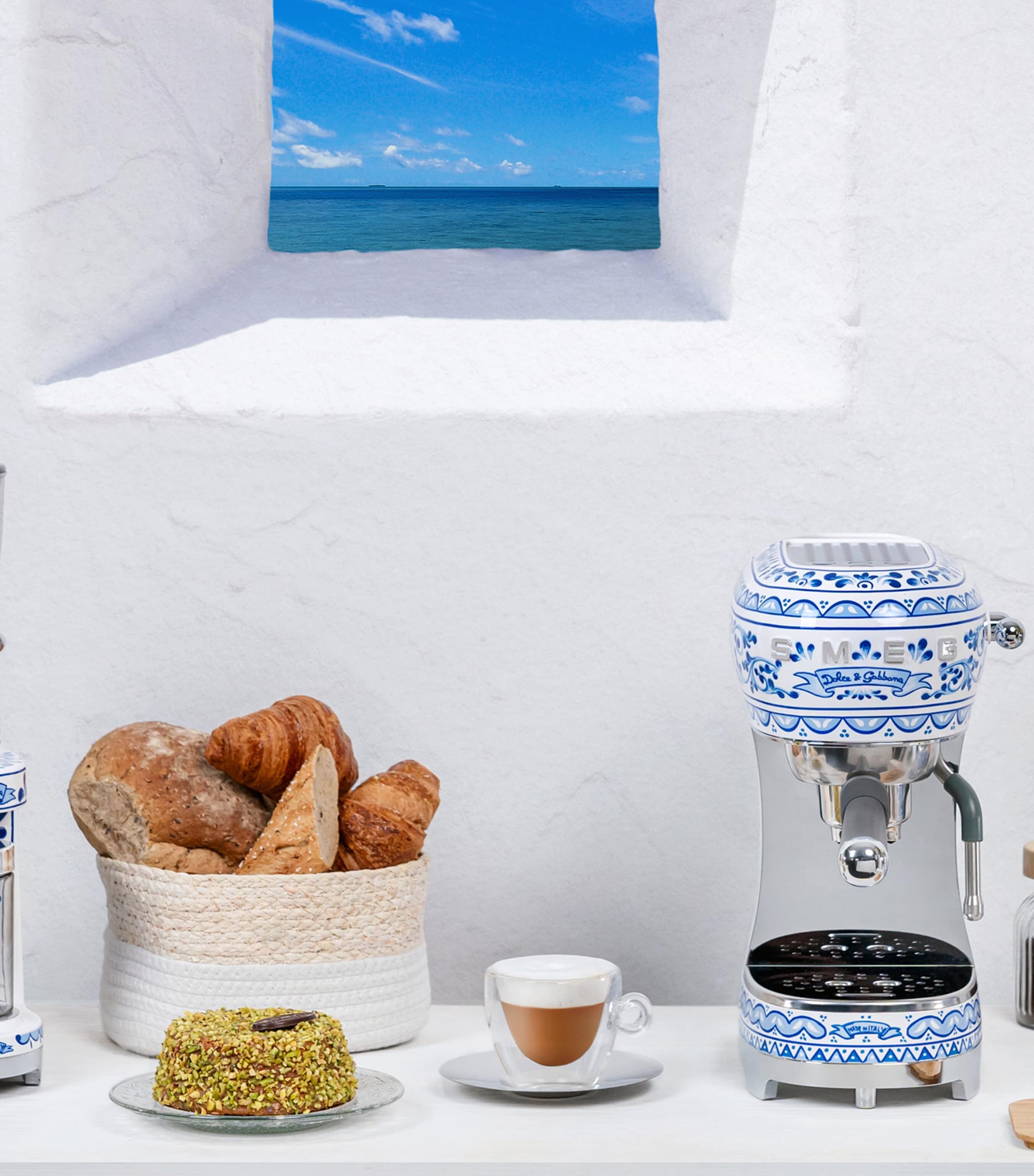 Smeg x Dolce & Gabbana Blu Mediterraneo Espresso Machine | Harrods UK