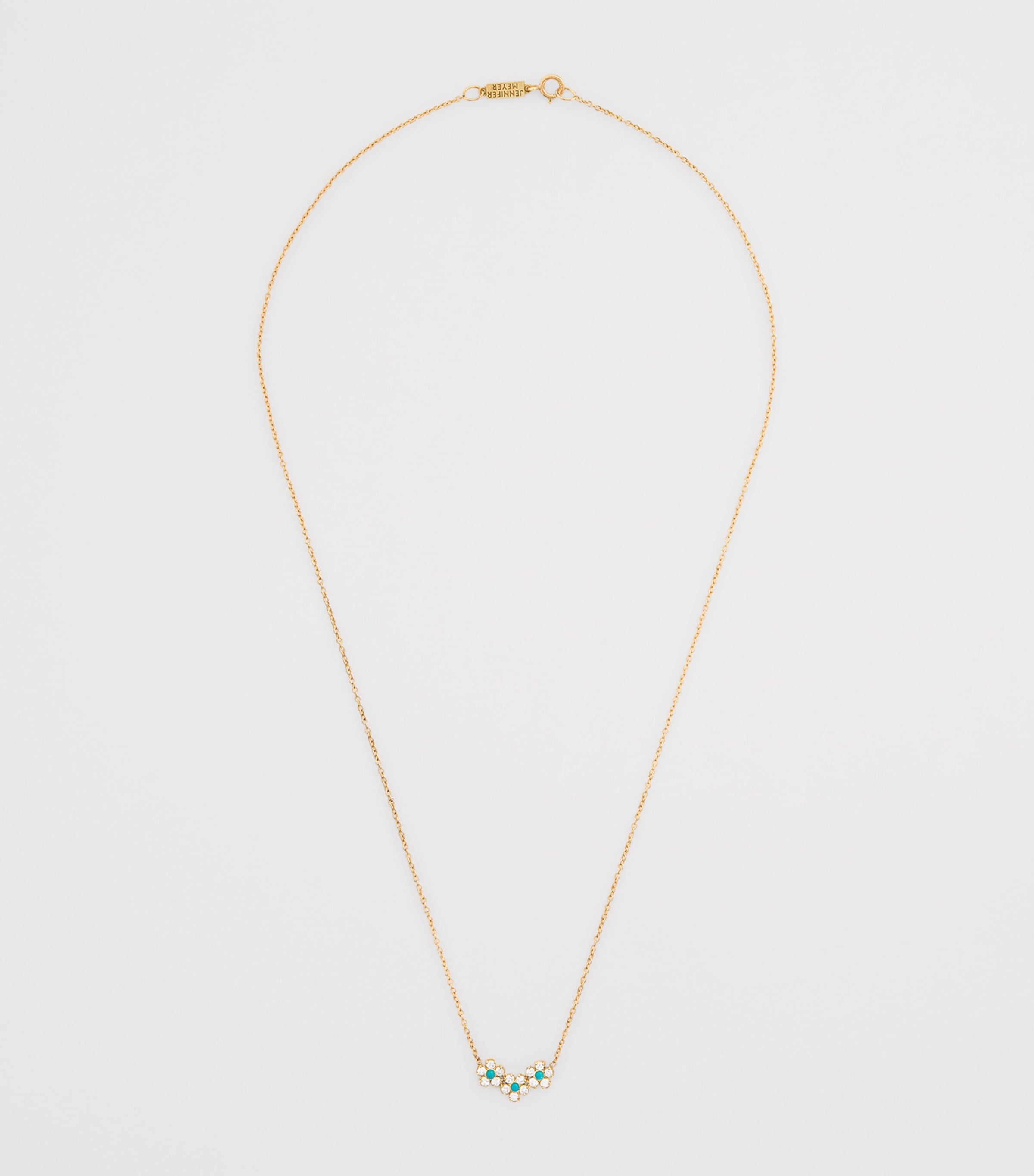 Jennifer Meyer Mini Yellow Gold, Diamond and Turquoise Flower Necklace ...