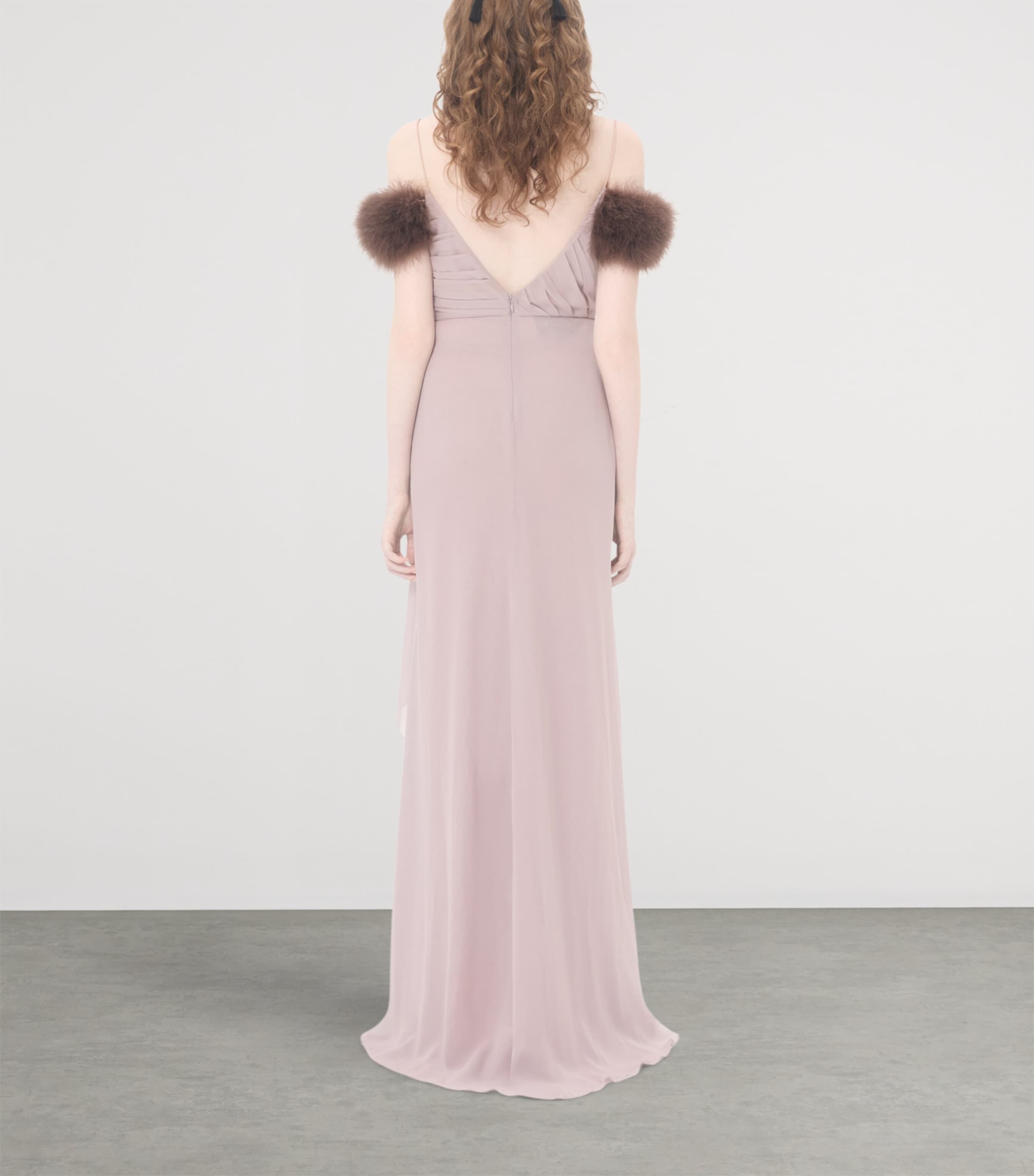 Valentino Purple Silk Feather-Trim Gown | Harrods HK