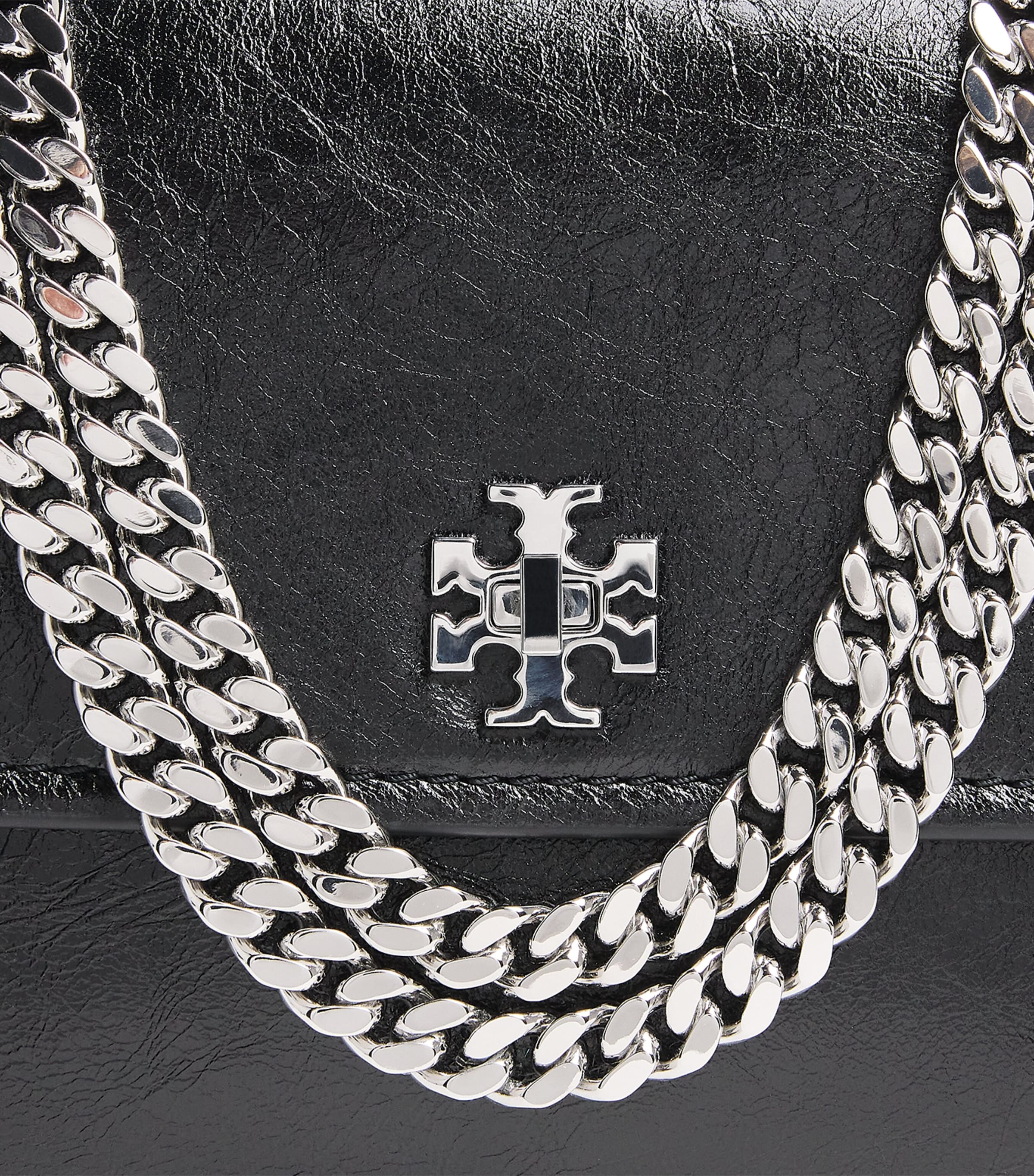 Tory Burch Black Leather Kira Turnlock Shoulder Bag | Harrods CA