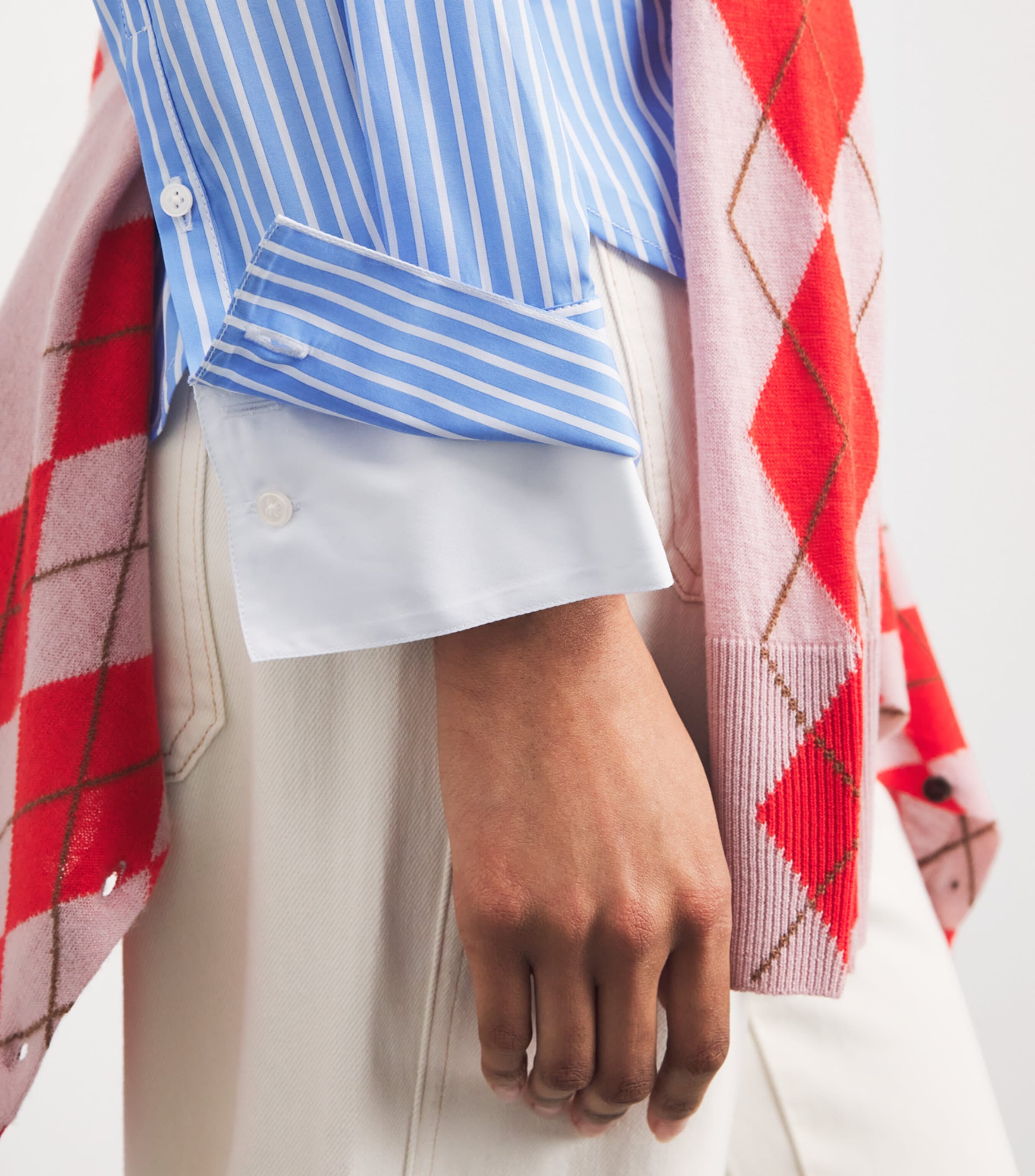 ME+EM Blue Cotton Stripe Double-Cuff Shirt | Harrods UK