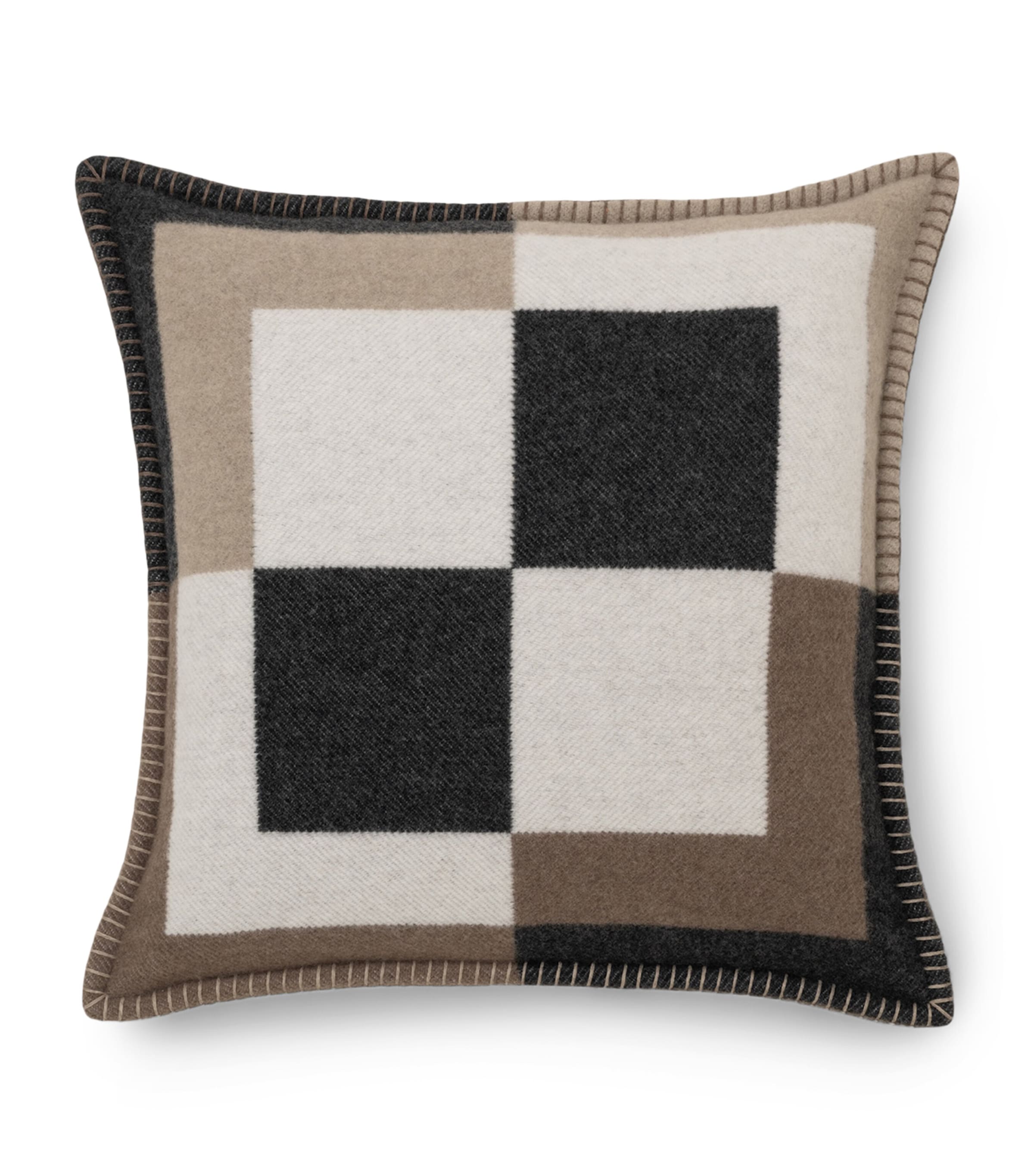 Begg x Co Lambswool-Cashmere Valatzu Chequers Cushion (51cm x 51cm ...