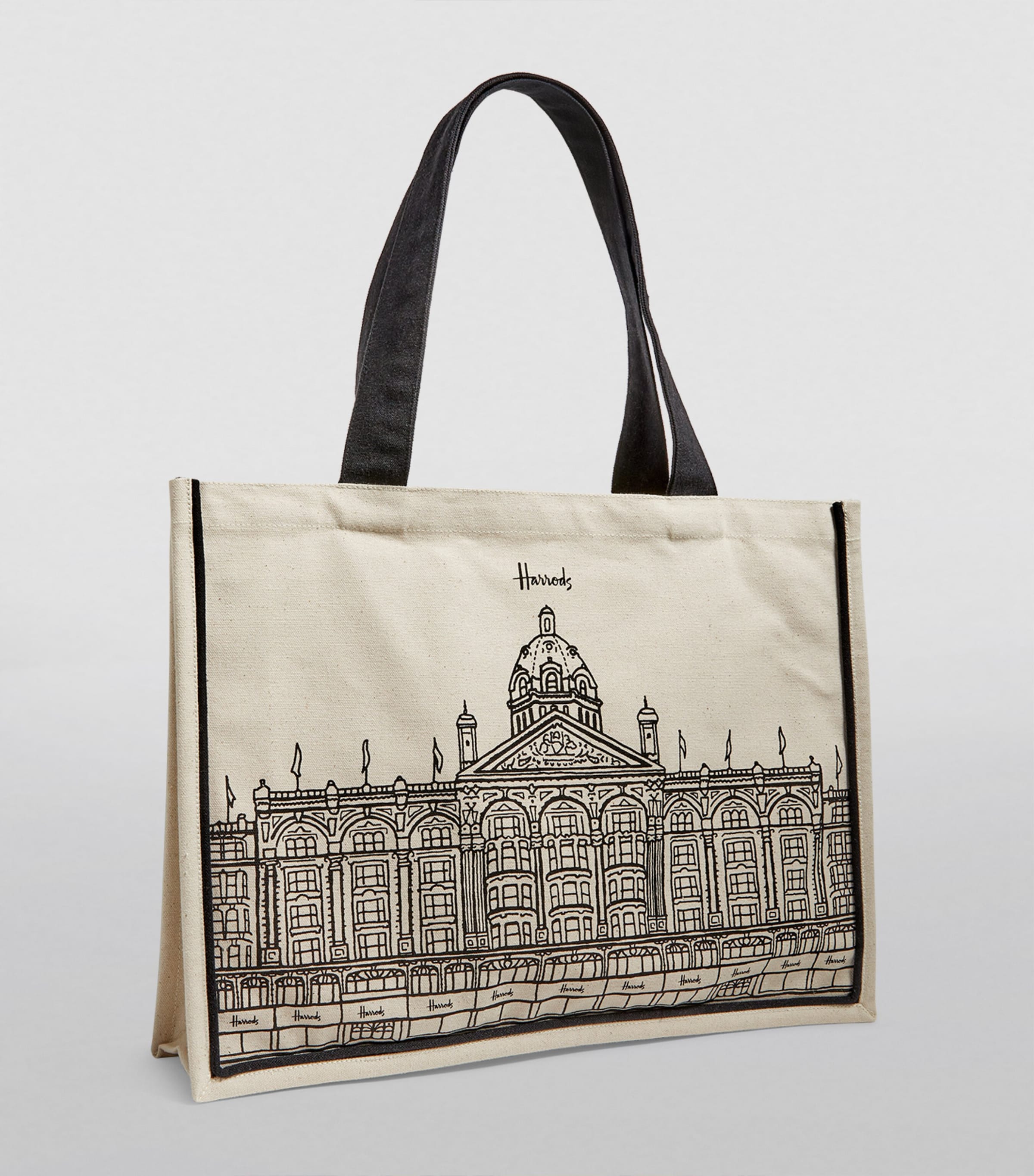Harrods Ivory Large Harrods Outline Tote Bag | Harrods UK