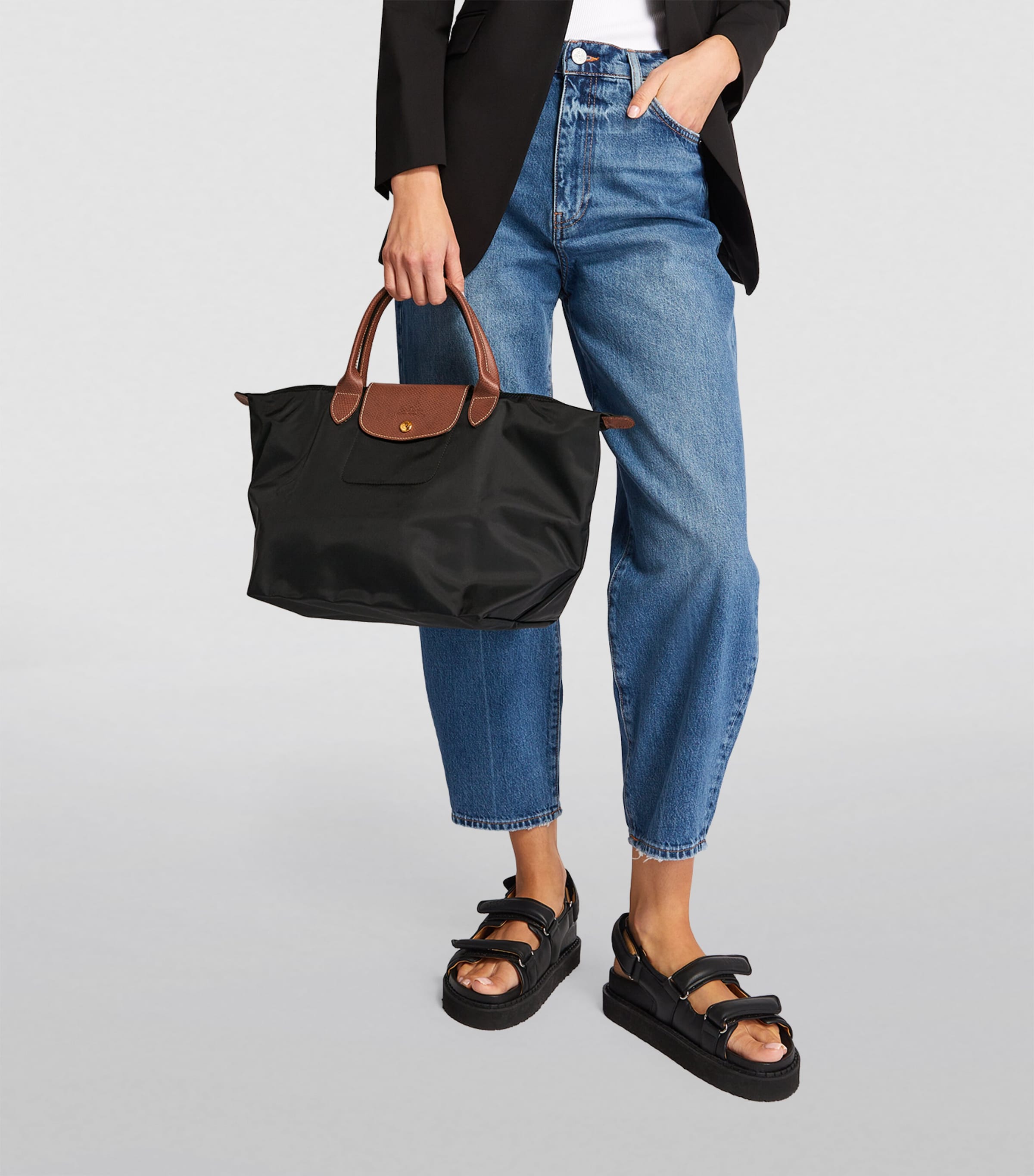 Longchamp Black Medium Le Pliage Original Handbag | Harrods UK