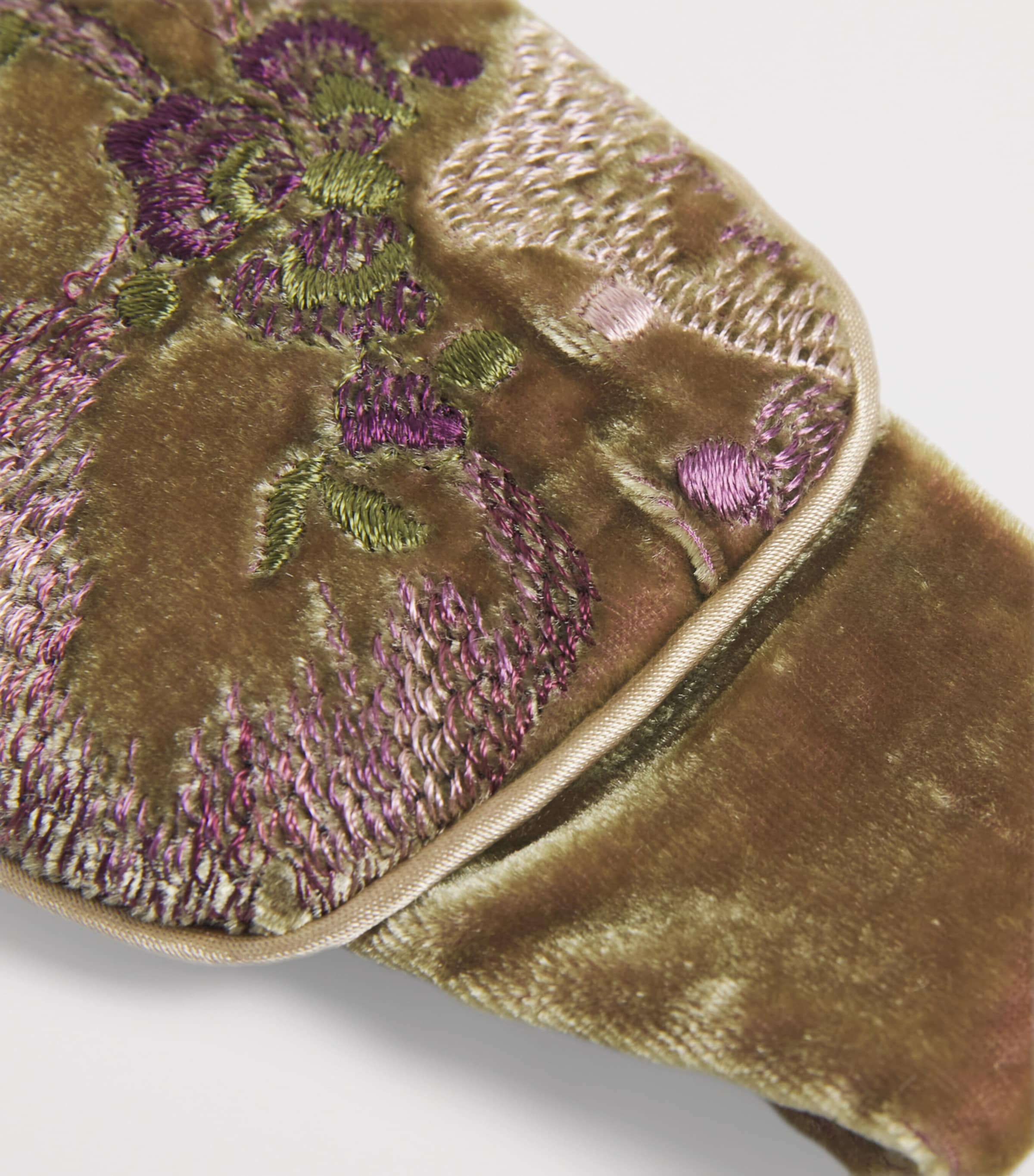 Daniel Hanson Brown Velvet Embroidered Floral Eye Mask | Harrods US