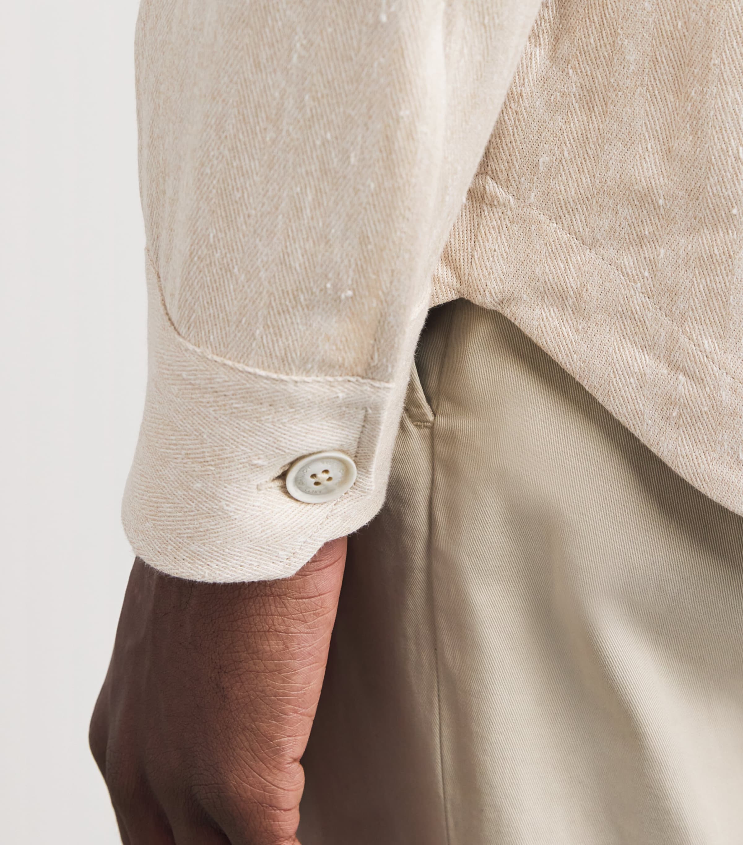 Brett Johnson Beige Linen-Cotton Overshirt | Harrods UK