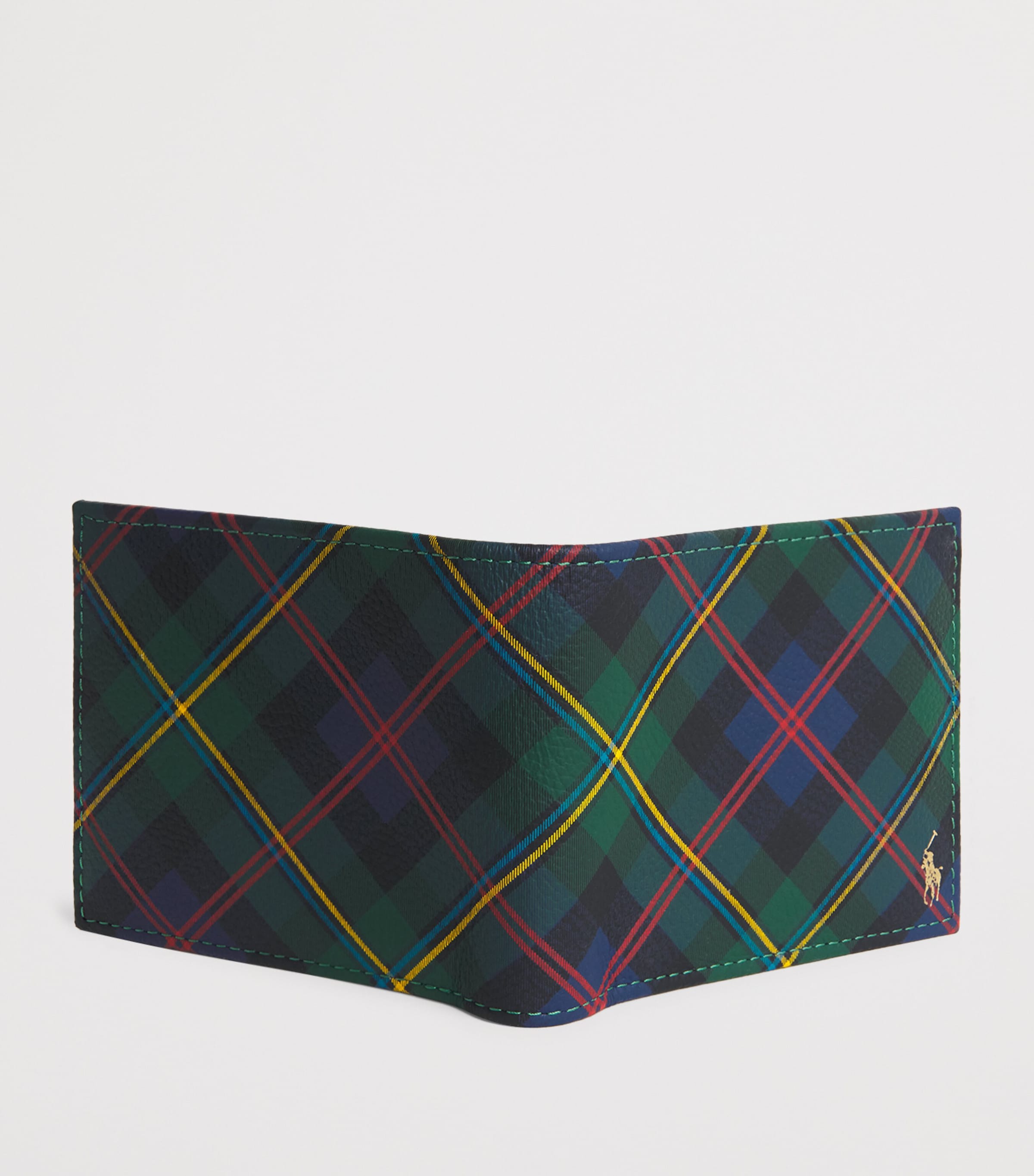 Polo Ralph Lauren Blue Leather Tartan Polo Pony Bifold Wallet | Harrods US