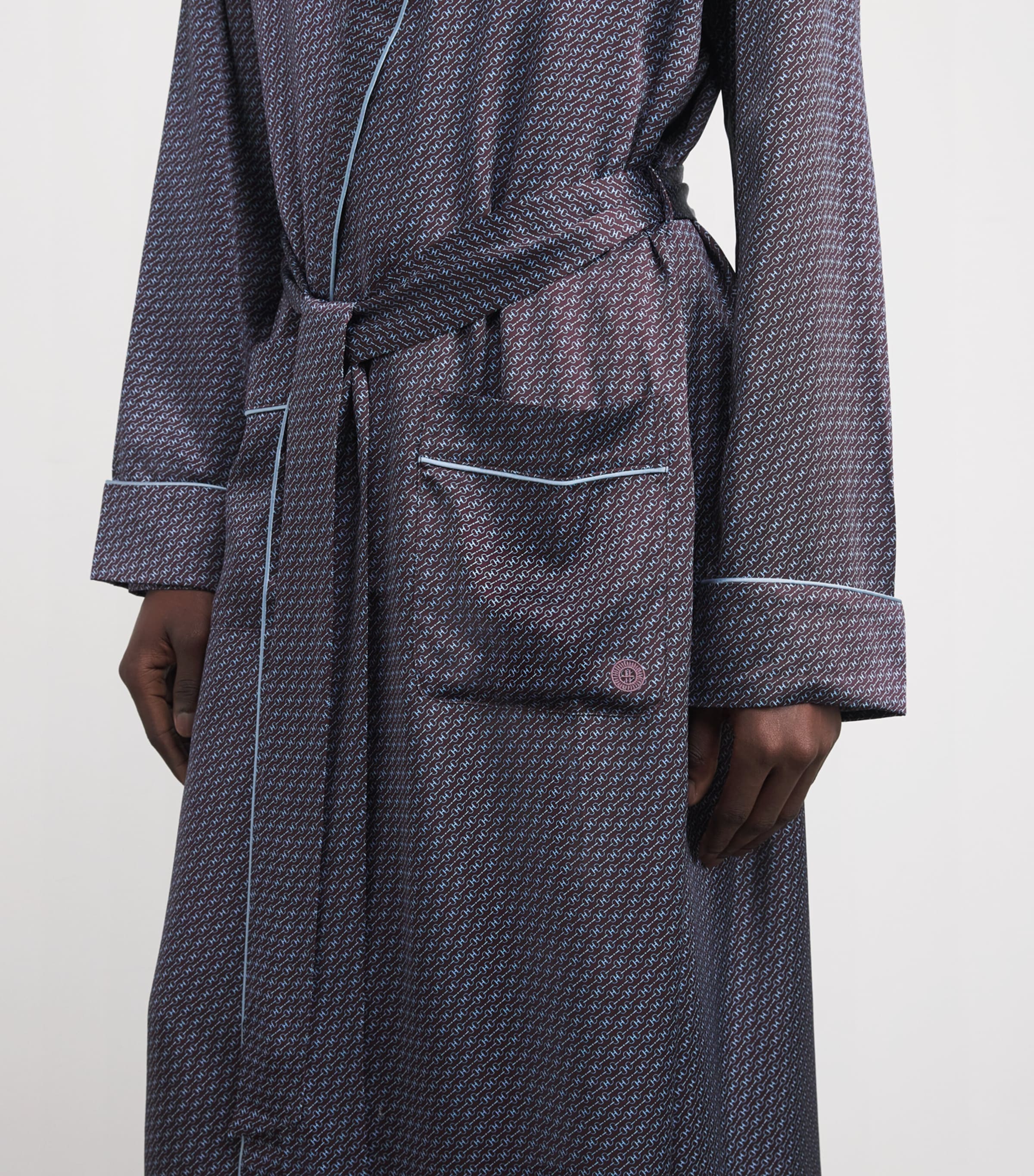 Harrods Burgundy Silk Snaffle Print Night Robe | Harrods AU
