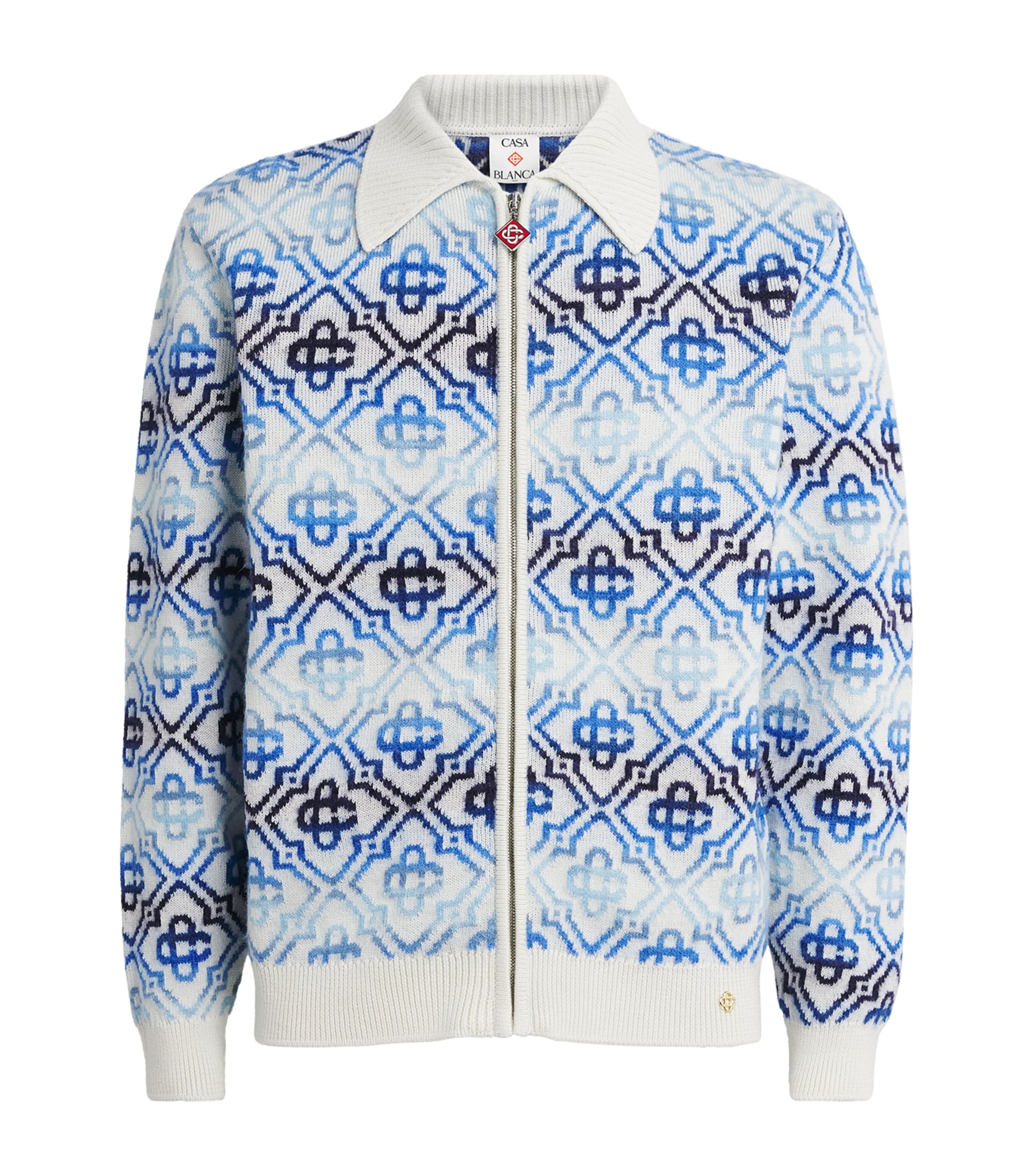 Casablanca Multi Wool-Blend Monogram Zip-Up Sweater | Harrods CA