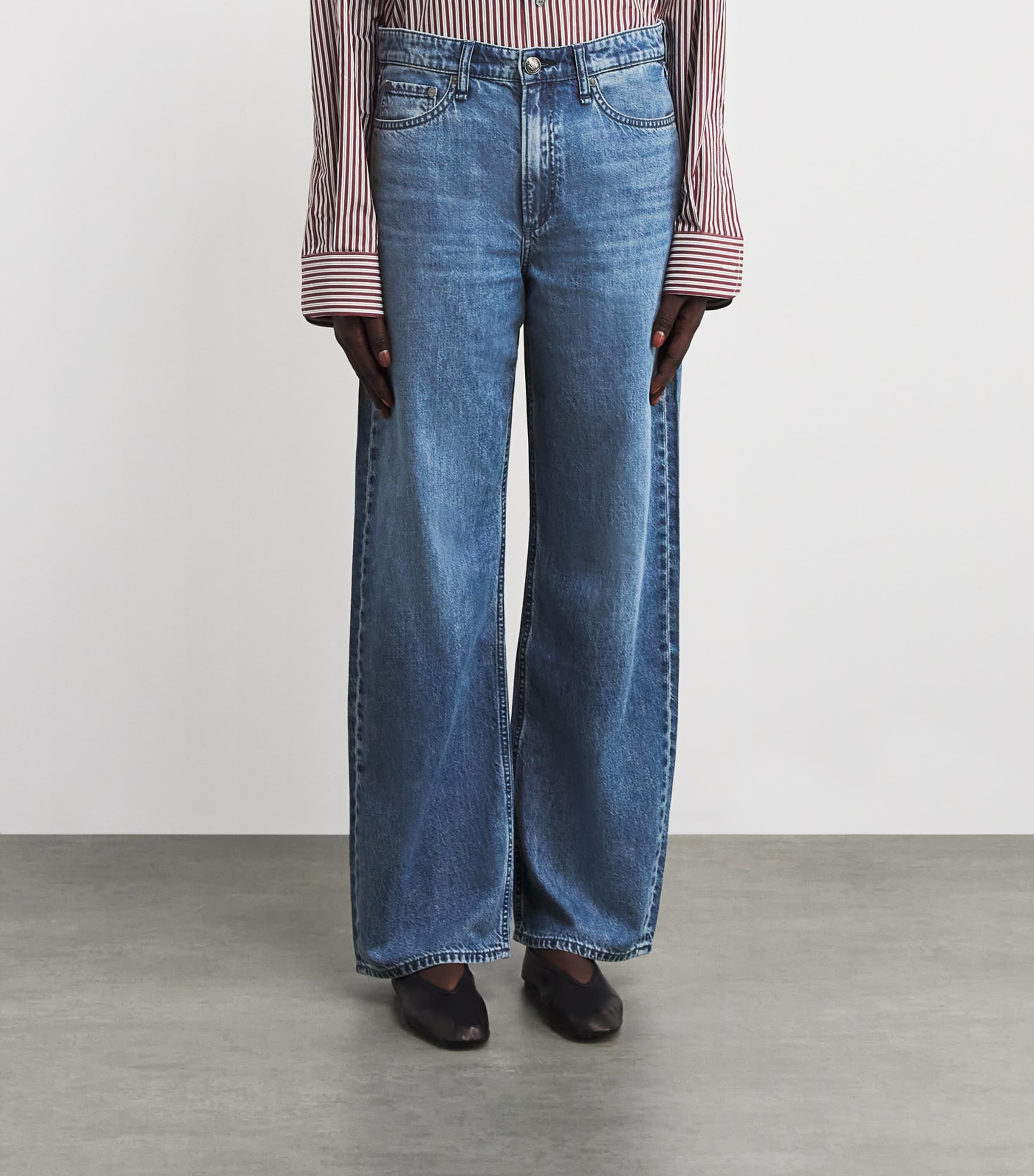 Rag & Bone Blue Logan Mid-Rise Wide-Leg Jeans | Harrods SE