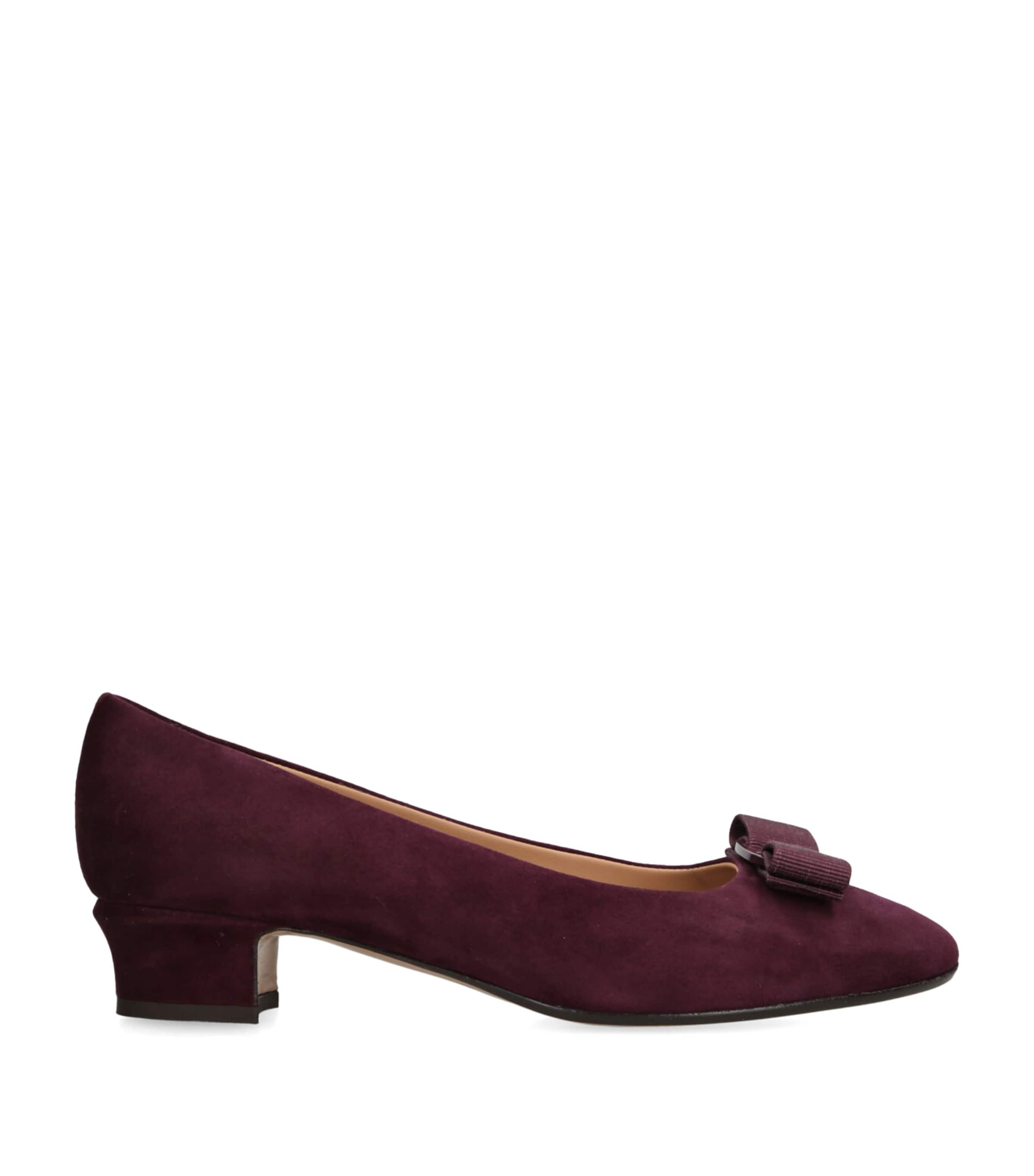Salvatore Ferragamo Burgundy Suede Vara Ballet Flats | Harrods US