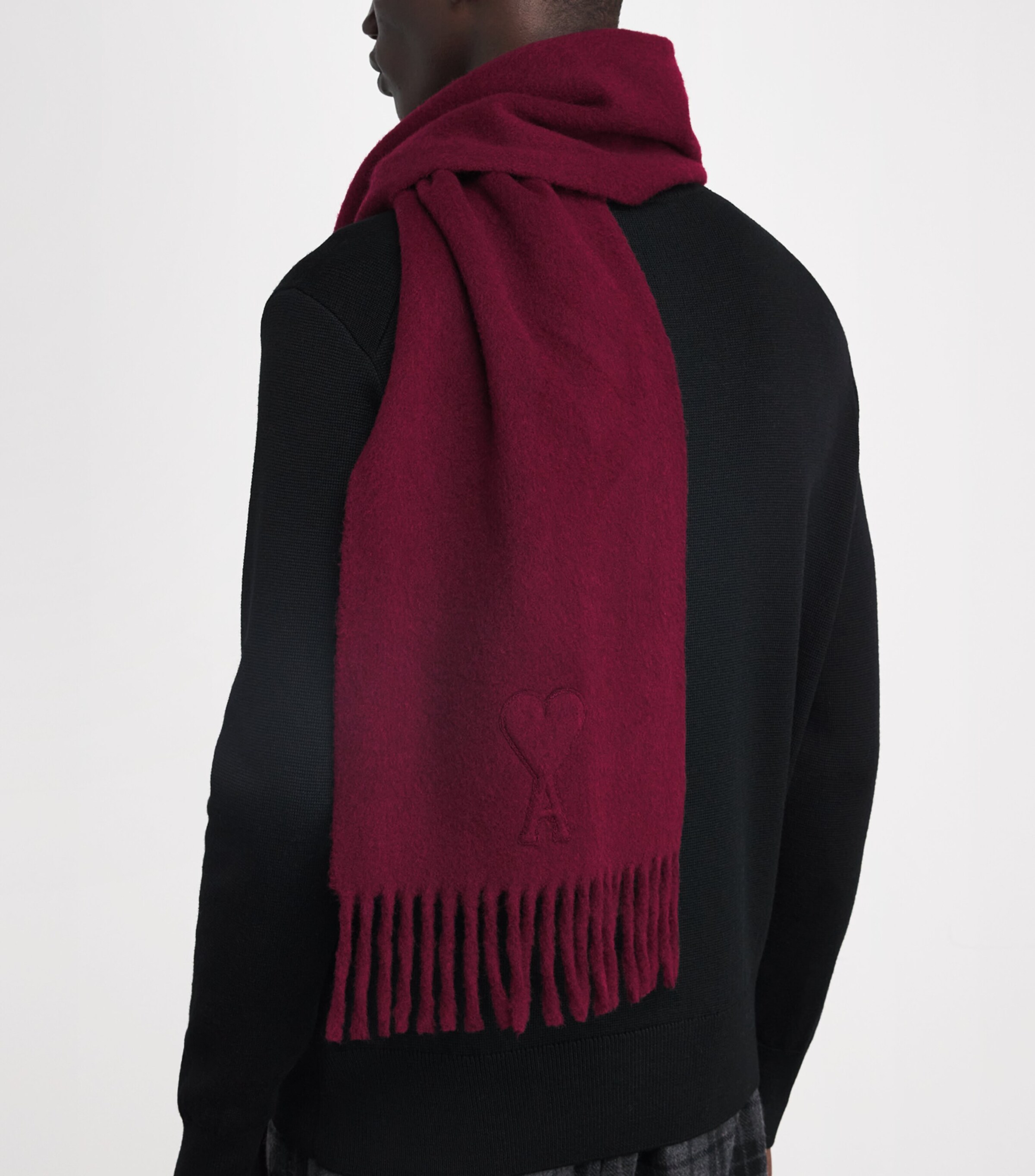 AMI Paris Brown Wool Fringe Scarf | Harrods MD