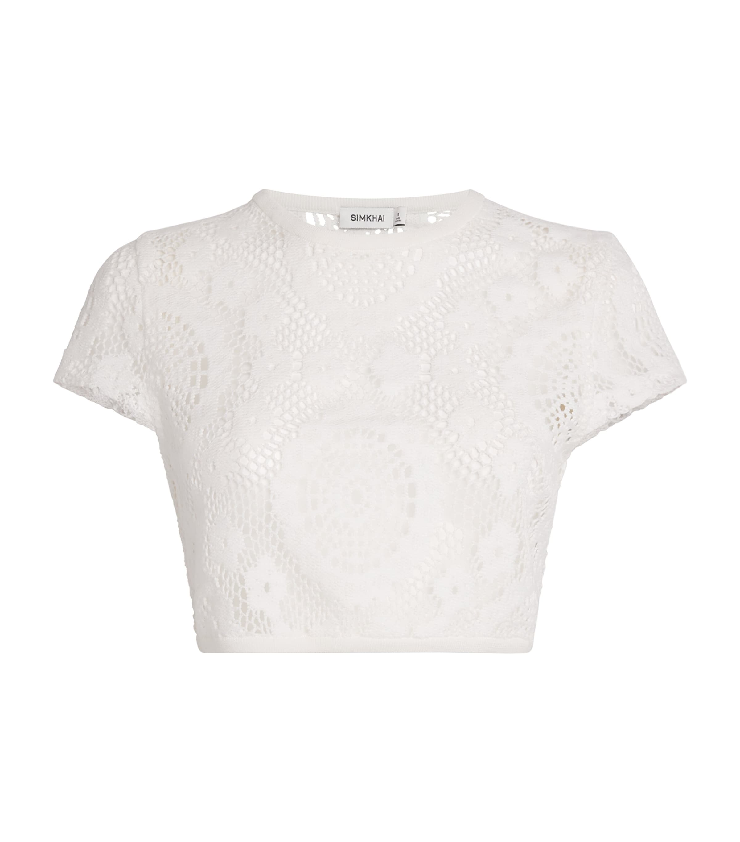 Simkhai White Lace Lidie Crop Top | Harrods UK