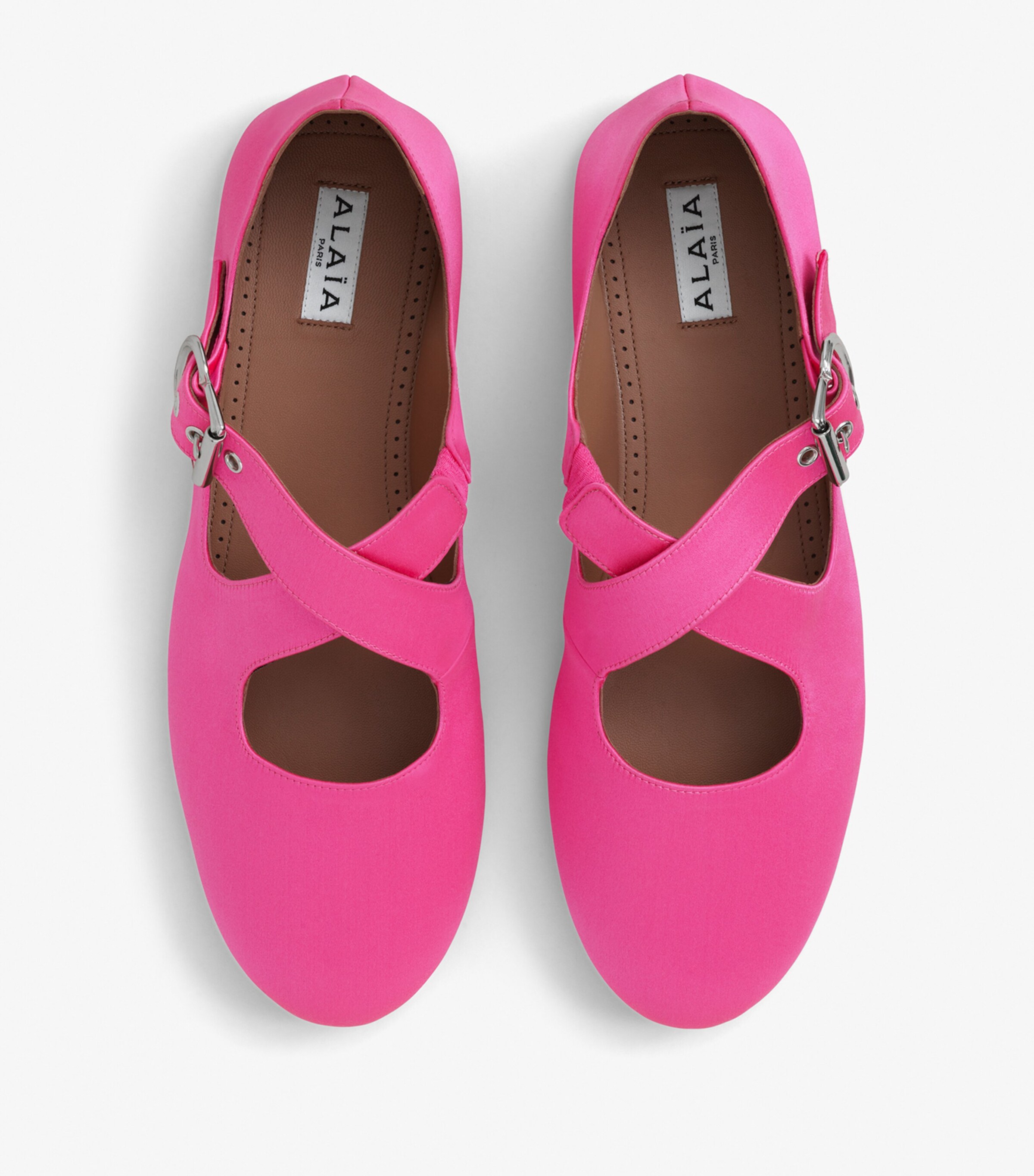 Alaïa Satin Criss-Cross Ballet Flats | Harrods US